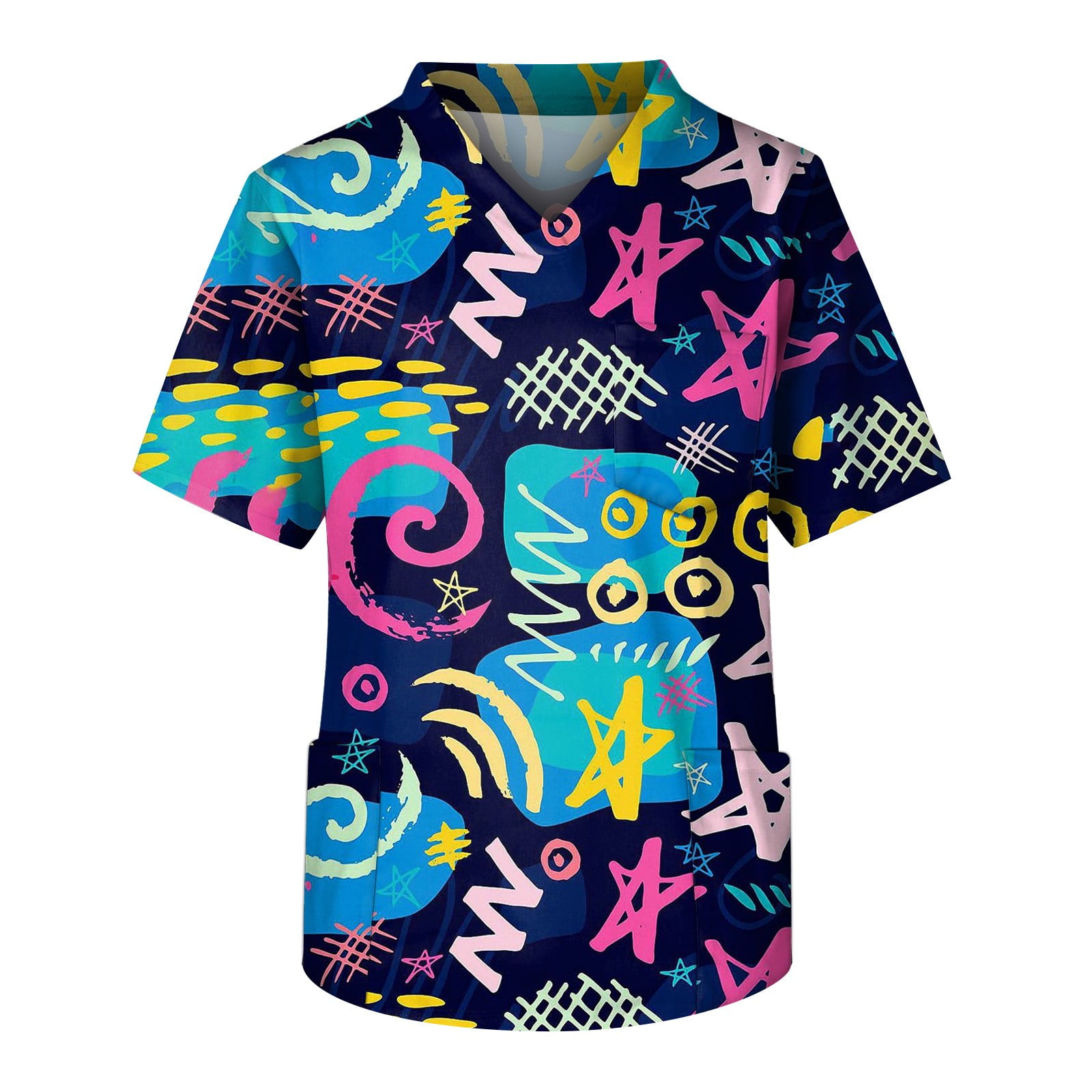 Huresd Men Graphic Scrubs, Fashion Plus Size Spring Scrubs Man Short ...