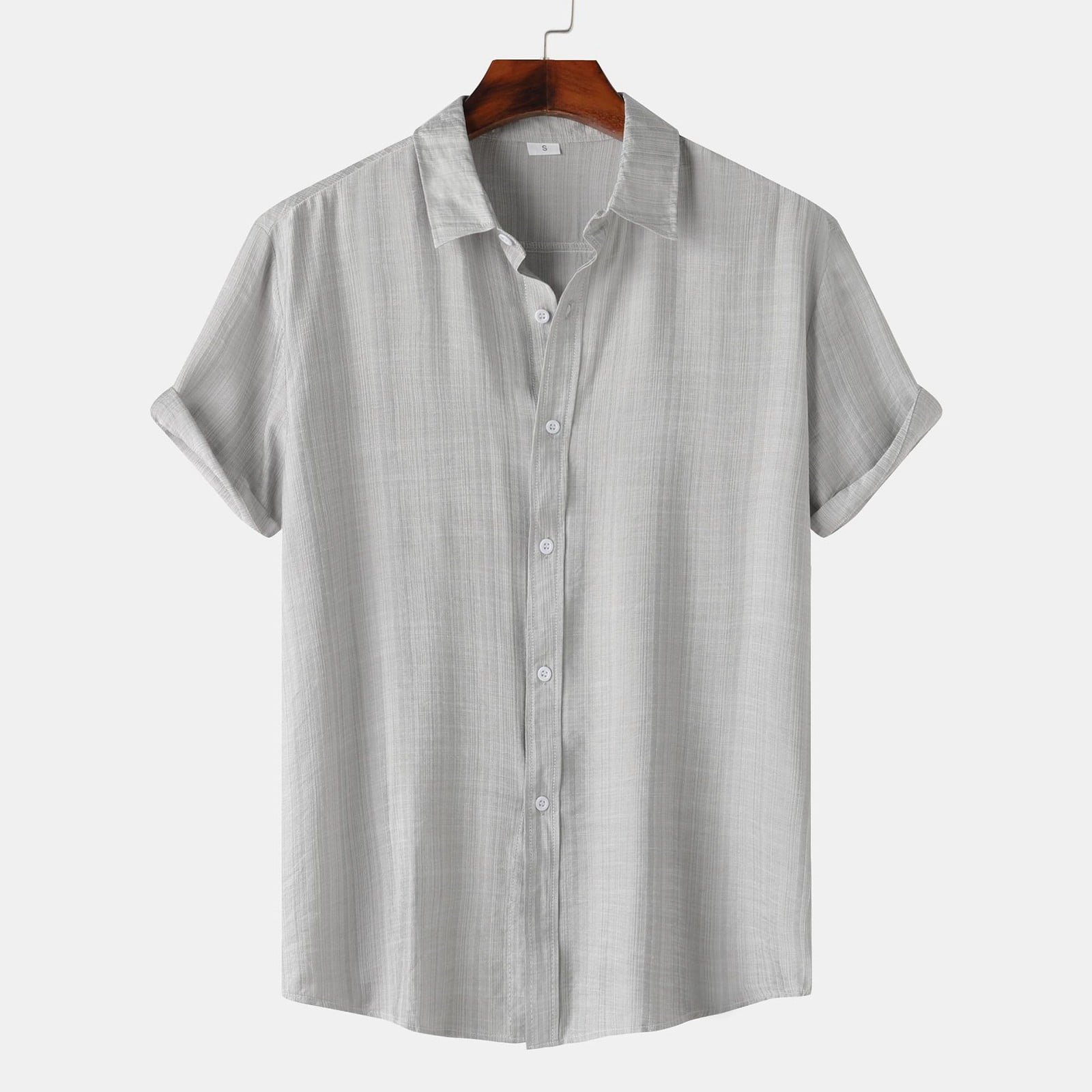 Huresd Men's Wrinkle Free Untucked Cuban Shirt Business Casual Button ...
