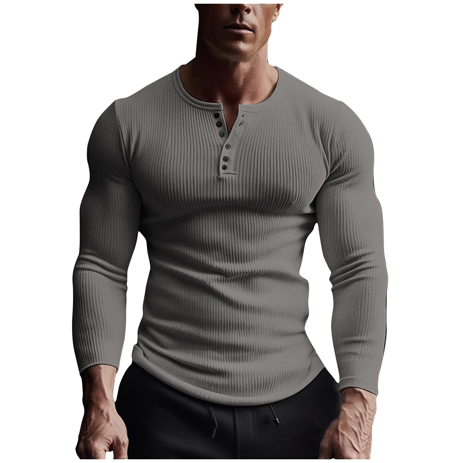 Huresd Mens Henley Shirts Dark Gray S - Walmart.com