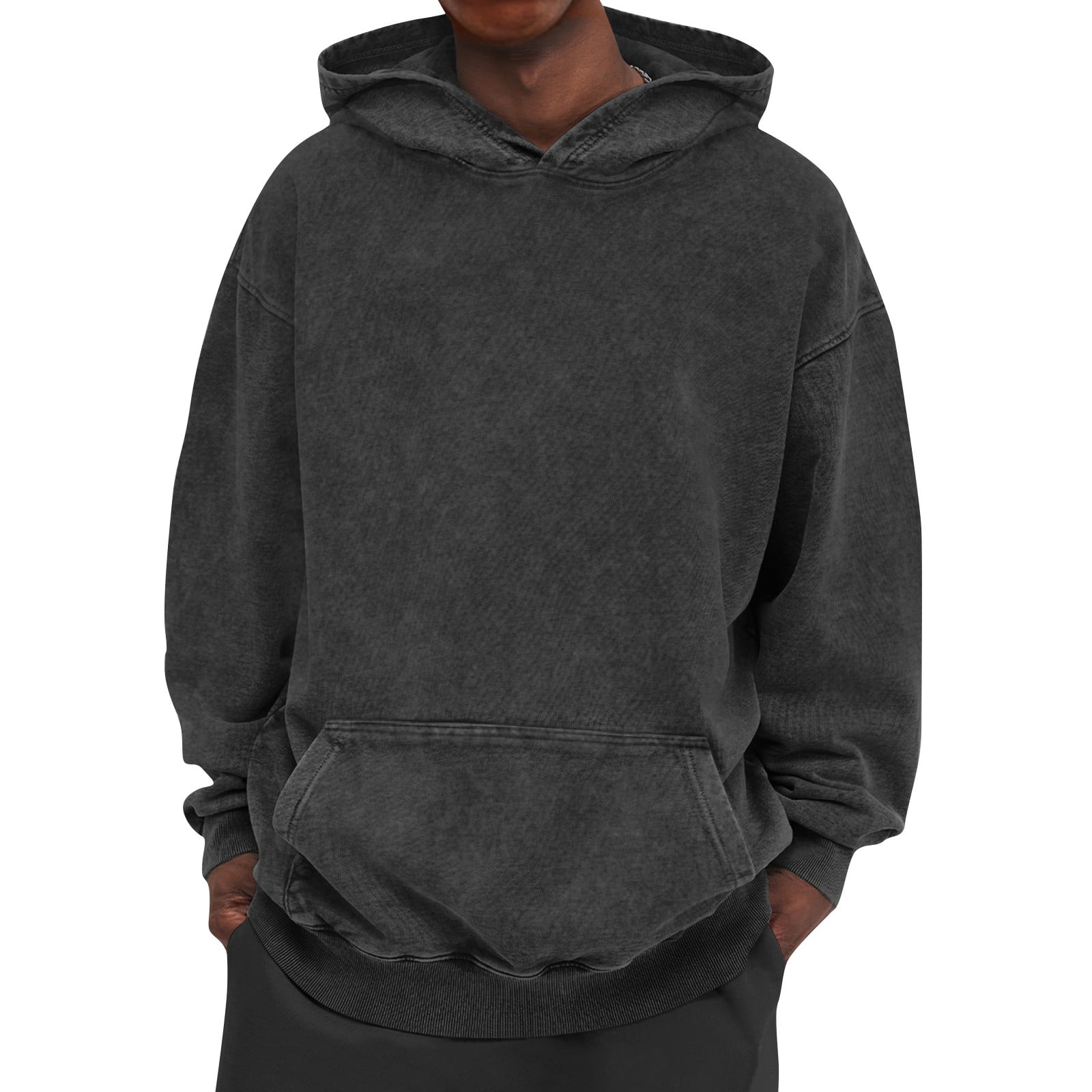 Huresd Mens Oversized Hoodies Vintage Hoodie Couples Pullover Acid Wash ...