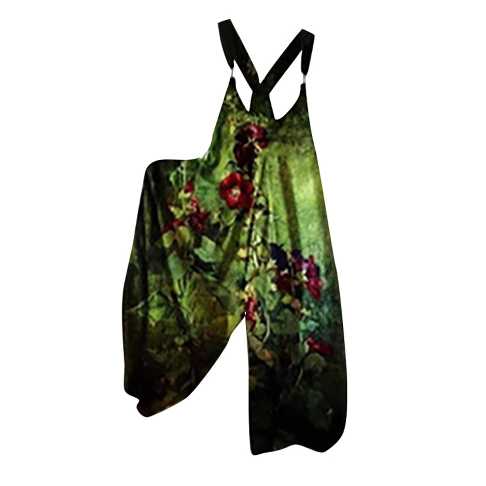 Huresd Overalls For Women Wide Leg Backless Suspender Overalls