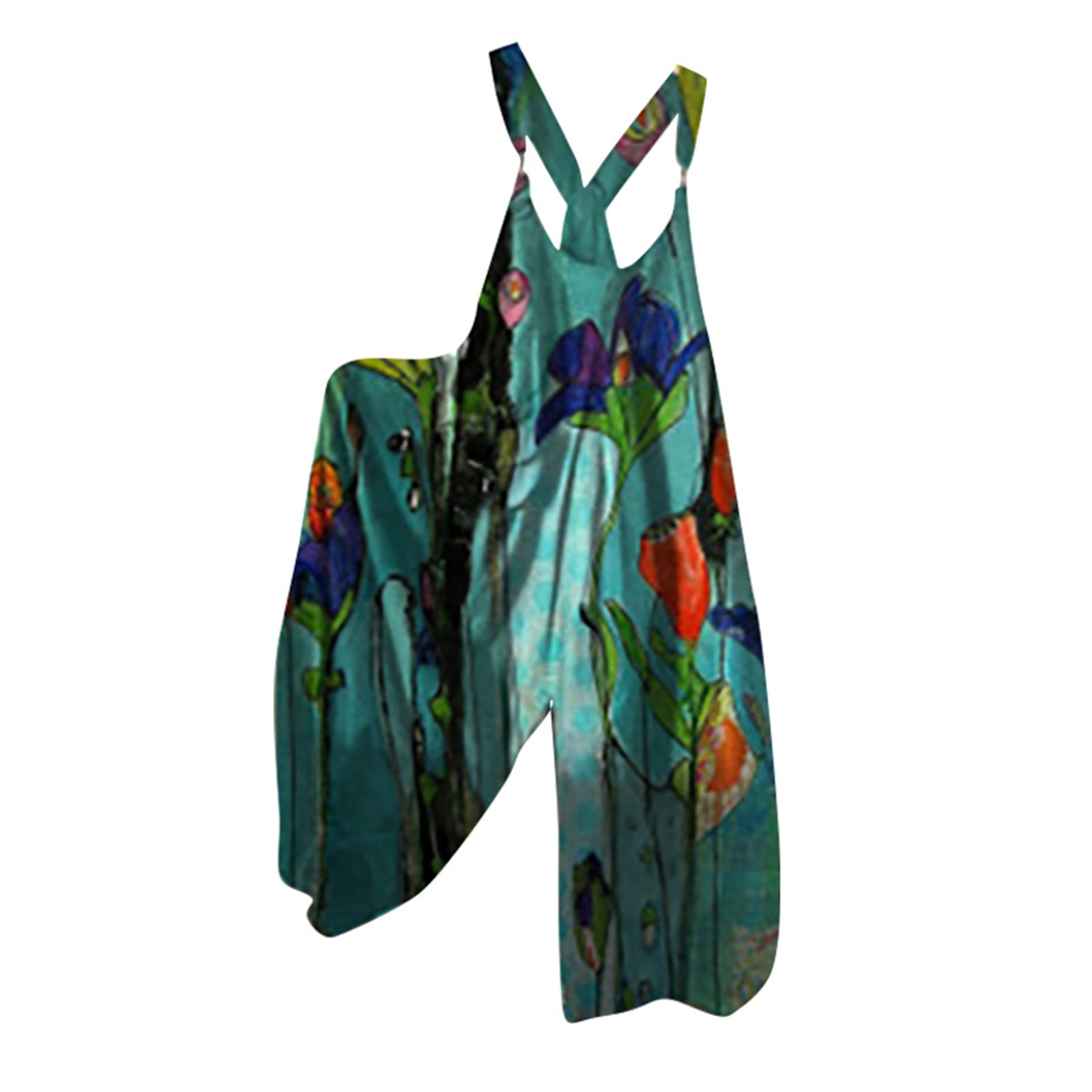 Huresd Overalls For Women Wide Leg Backless Suspender Overalls