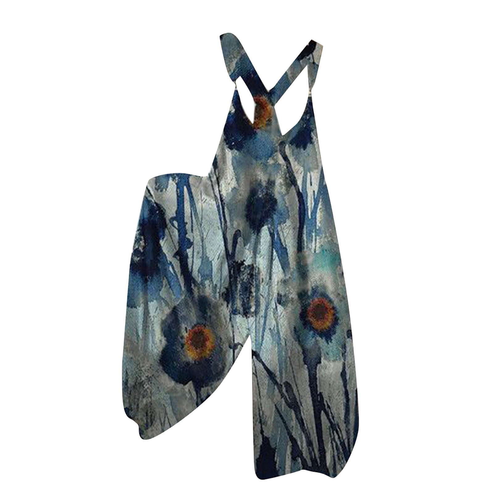 Huresd Overalls for Women Wide Leg Backless Suspender Overalls ...