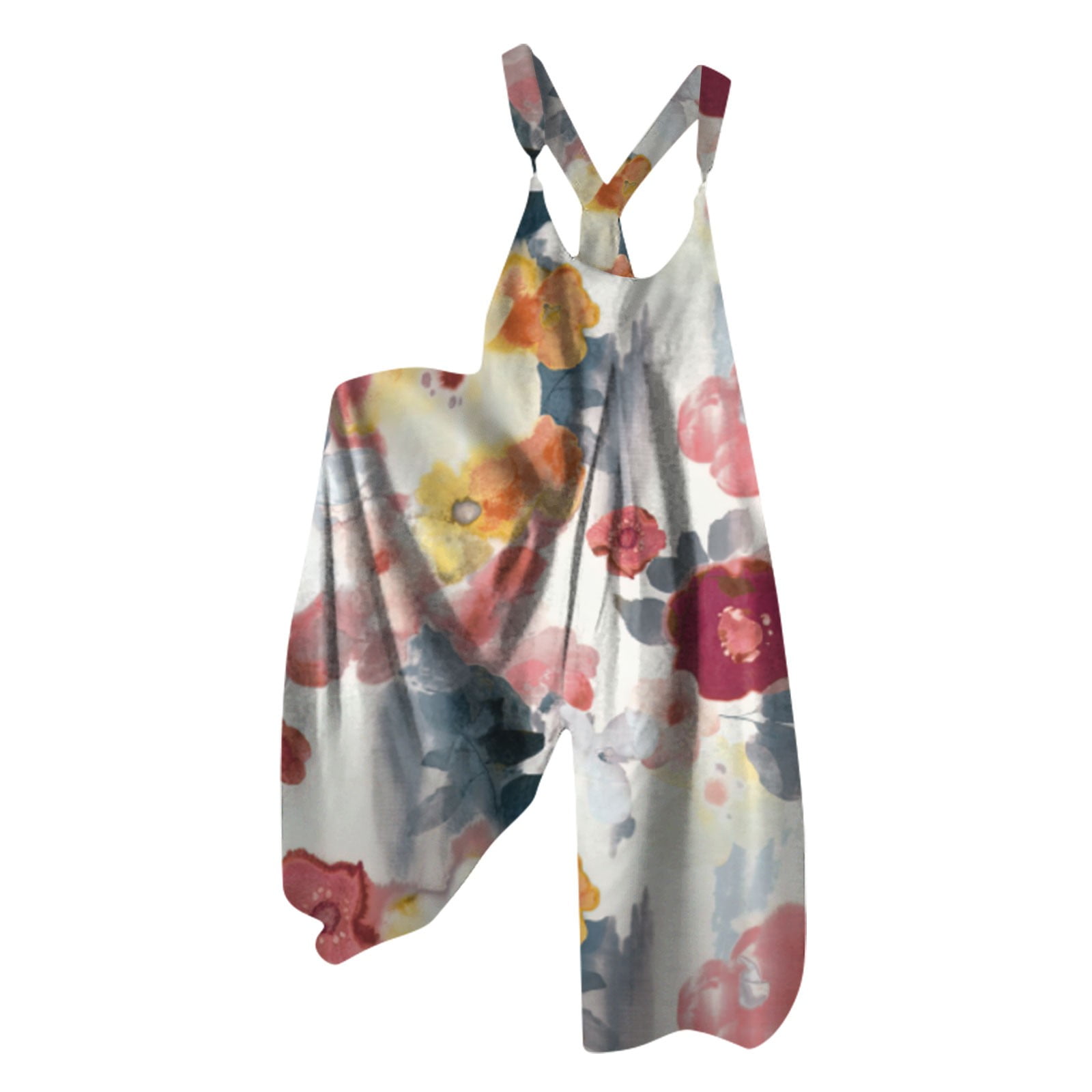 Huresd Overalls for Women Wide Leg Backless Suspender Overalls ...