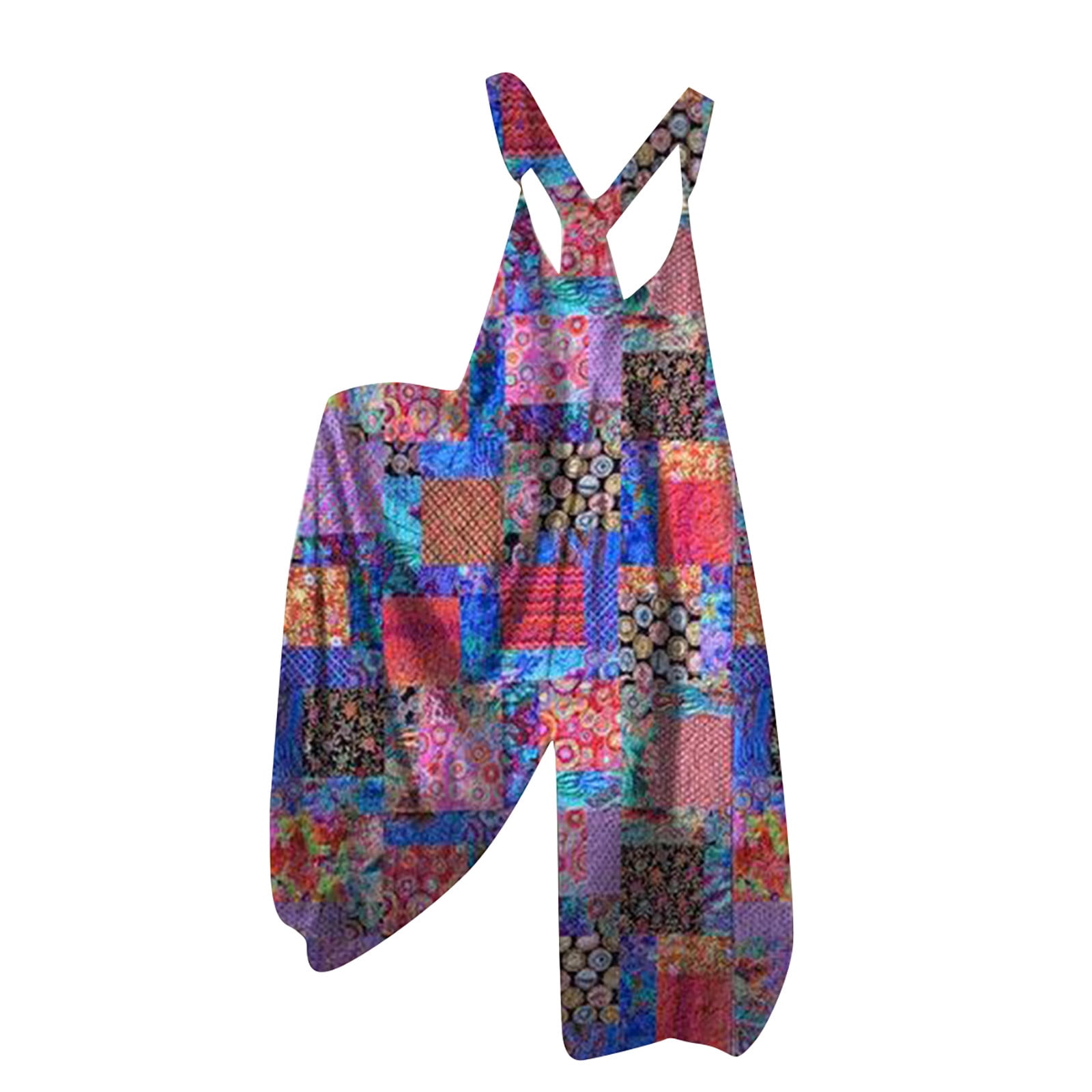 Huresd Overalls for Women Wide Leg Backless Suspender Overalls ...