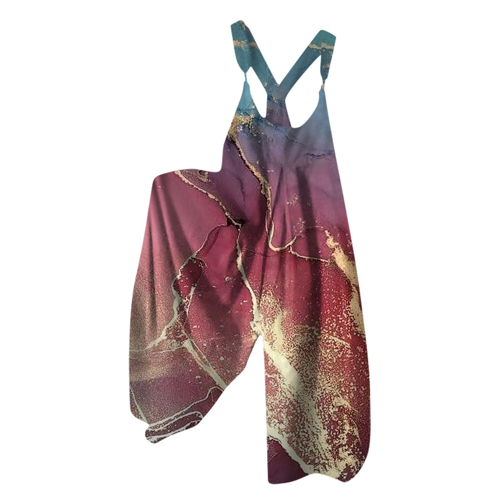 Huresd Overalls for Women Wide Leg Backless Suspender Overalls ...