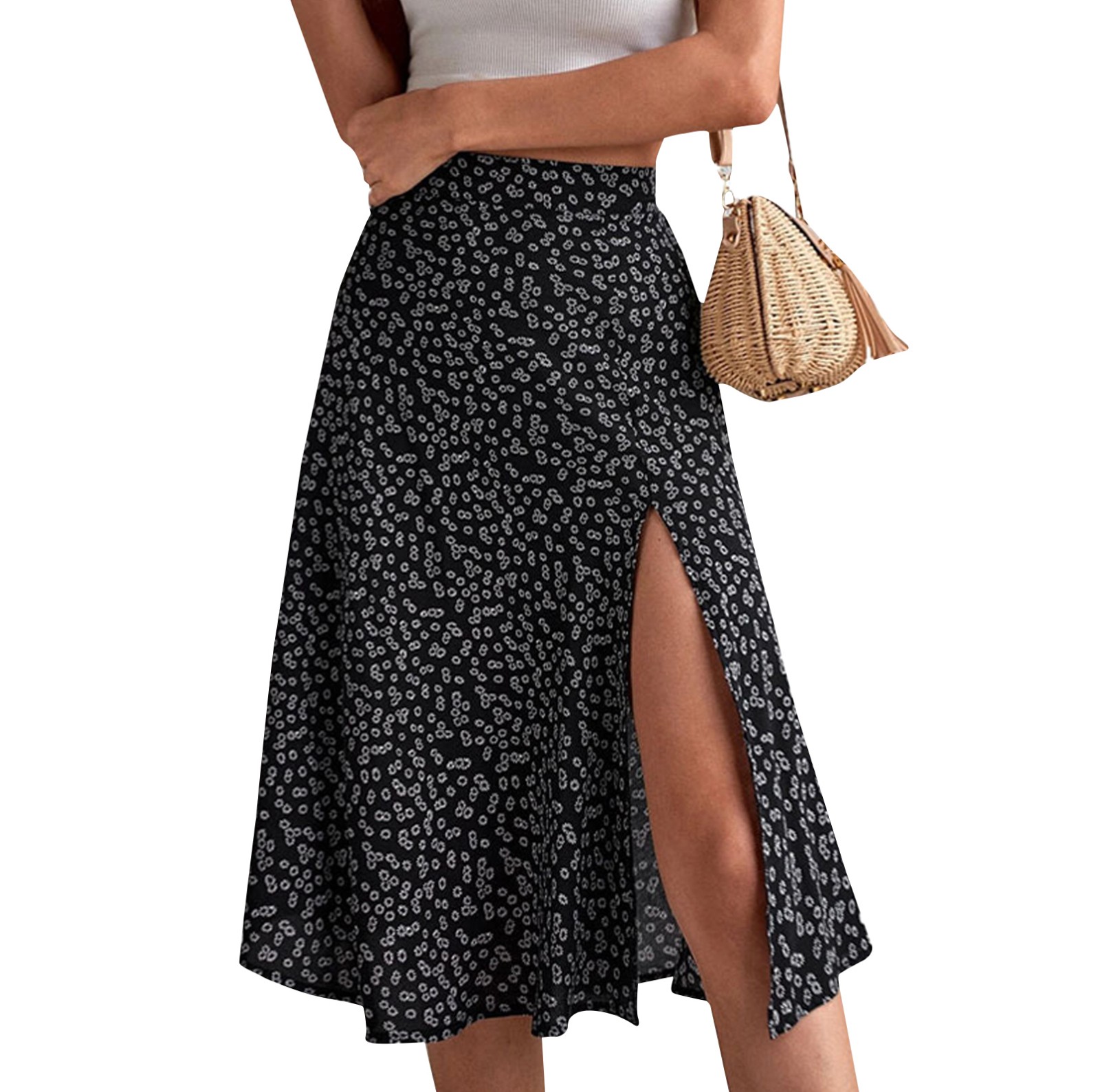 Fsqjgq Skirts for Women Long Skirts for Women Black Boho Midi Skirts ...