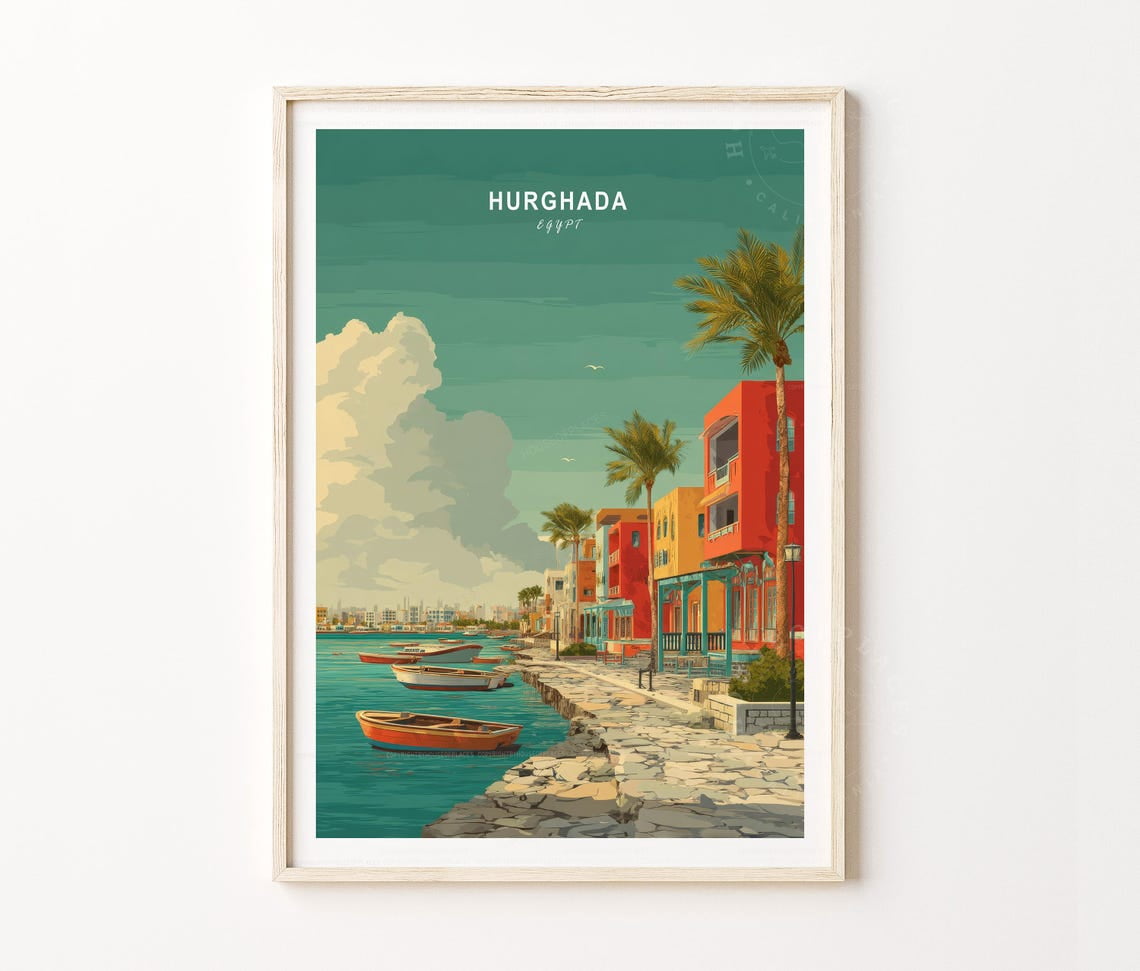 Hurghada Egypt Coral Reef Turquoise Water Coastal Art Print, Unframed ...
