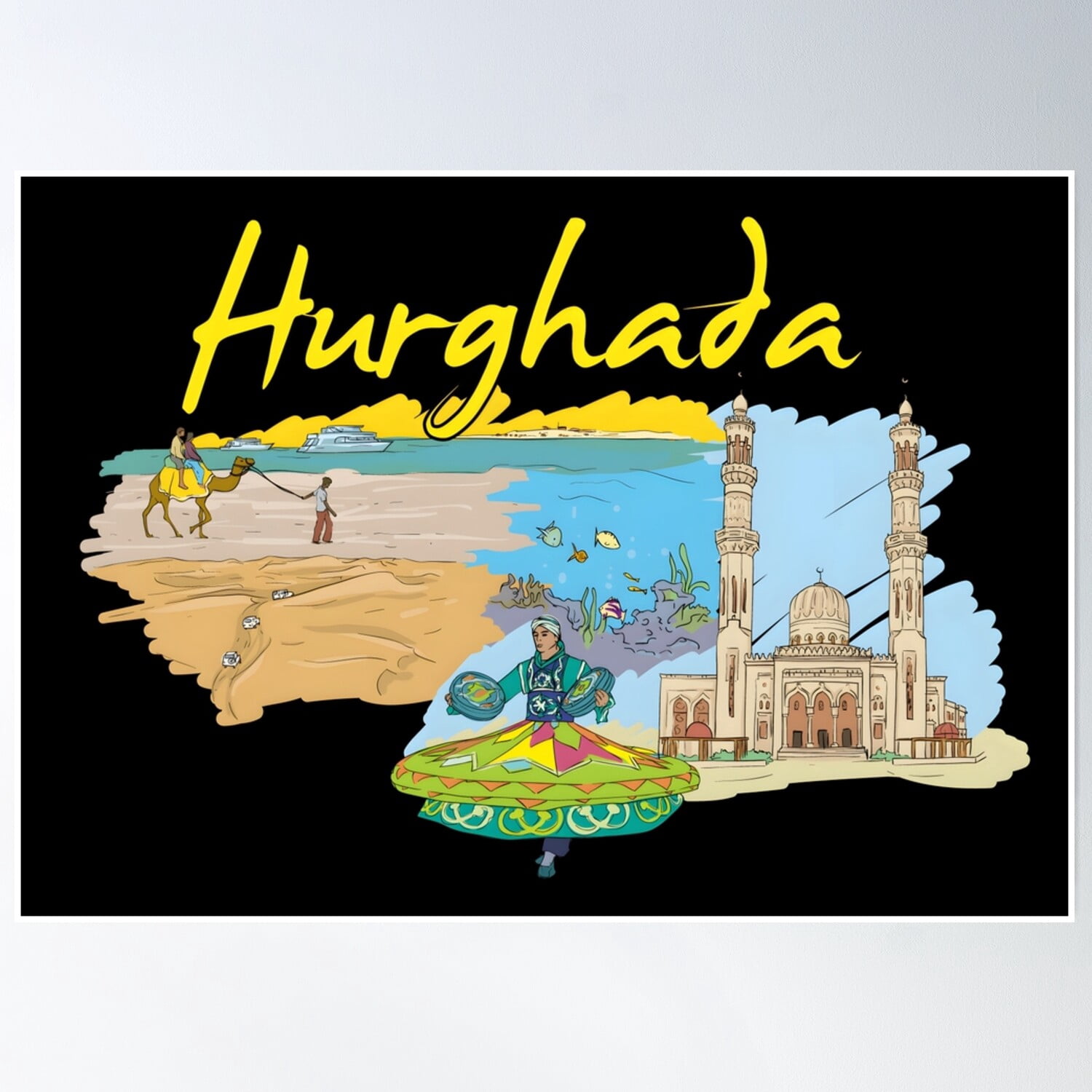 Hurghada Poster Wall Art, Modern Wall Decor, 12x18 UNFRAMED - Walmart.com