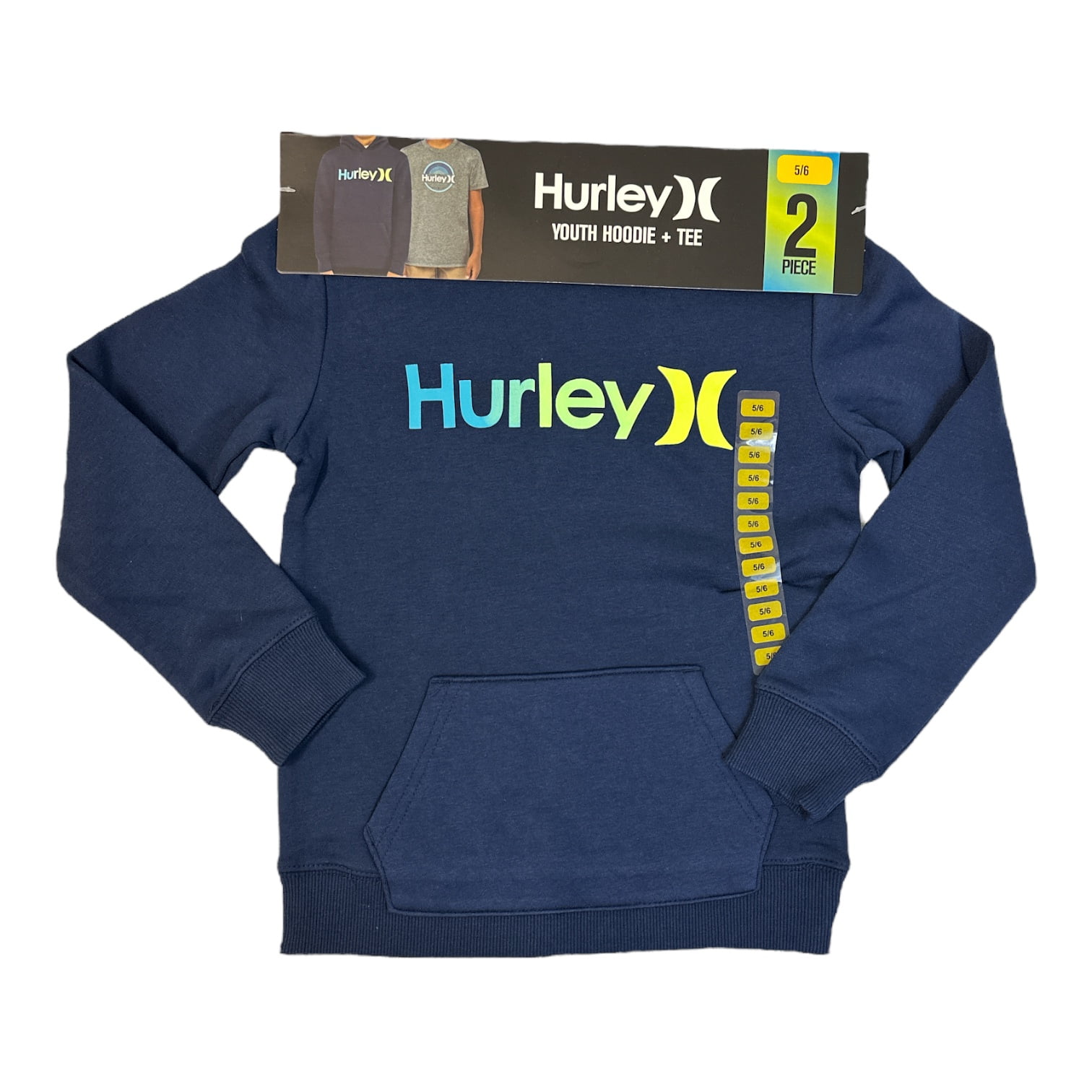 Hurley Boy's 2-Piece Fleece Lined Hoodie and Cotton Blend Tee Set, Blue ...