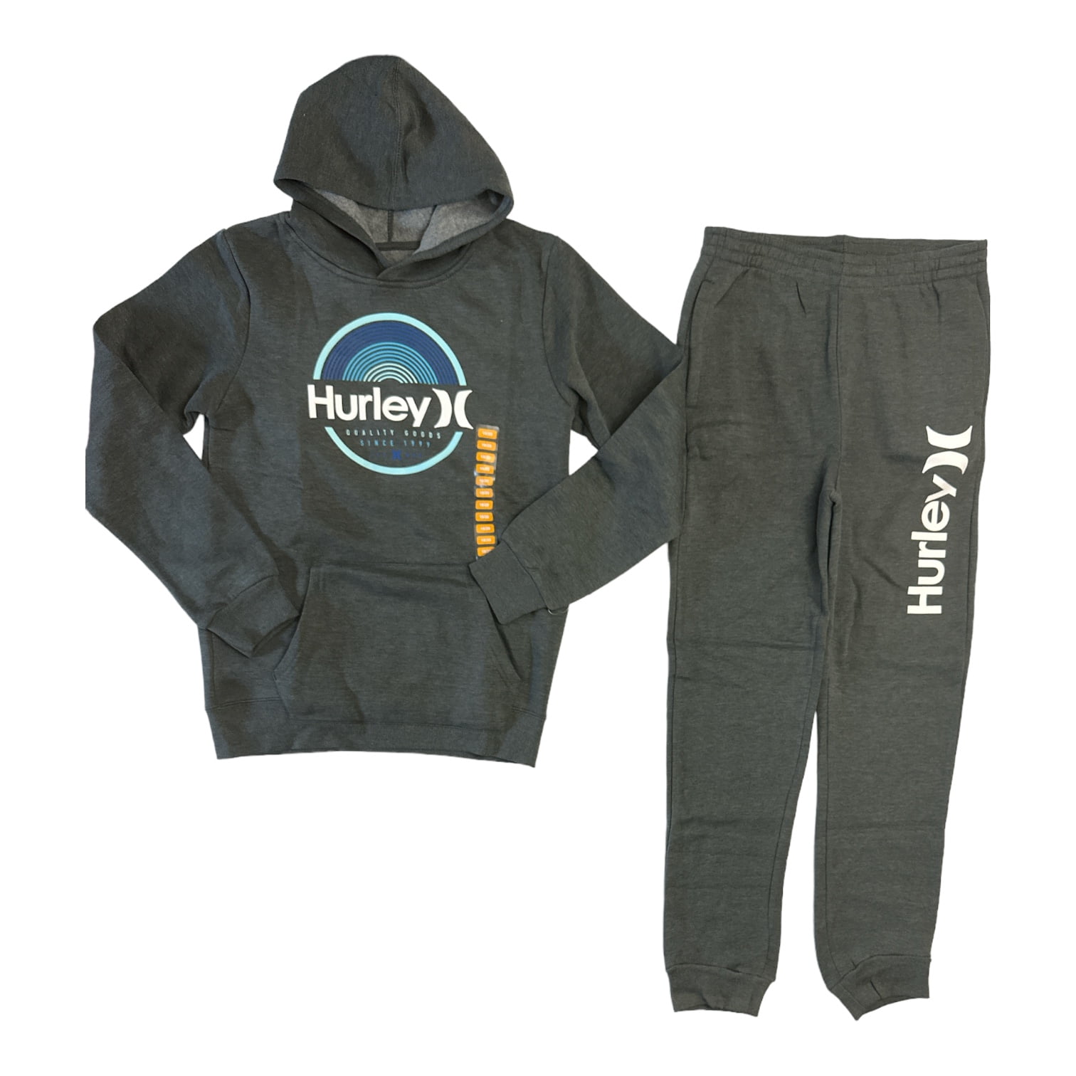 Hurley Boy's Graphic Print 2 Piece Hoodie & Jogger Pant Set (Charcoal ...