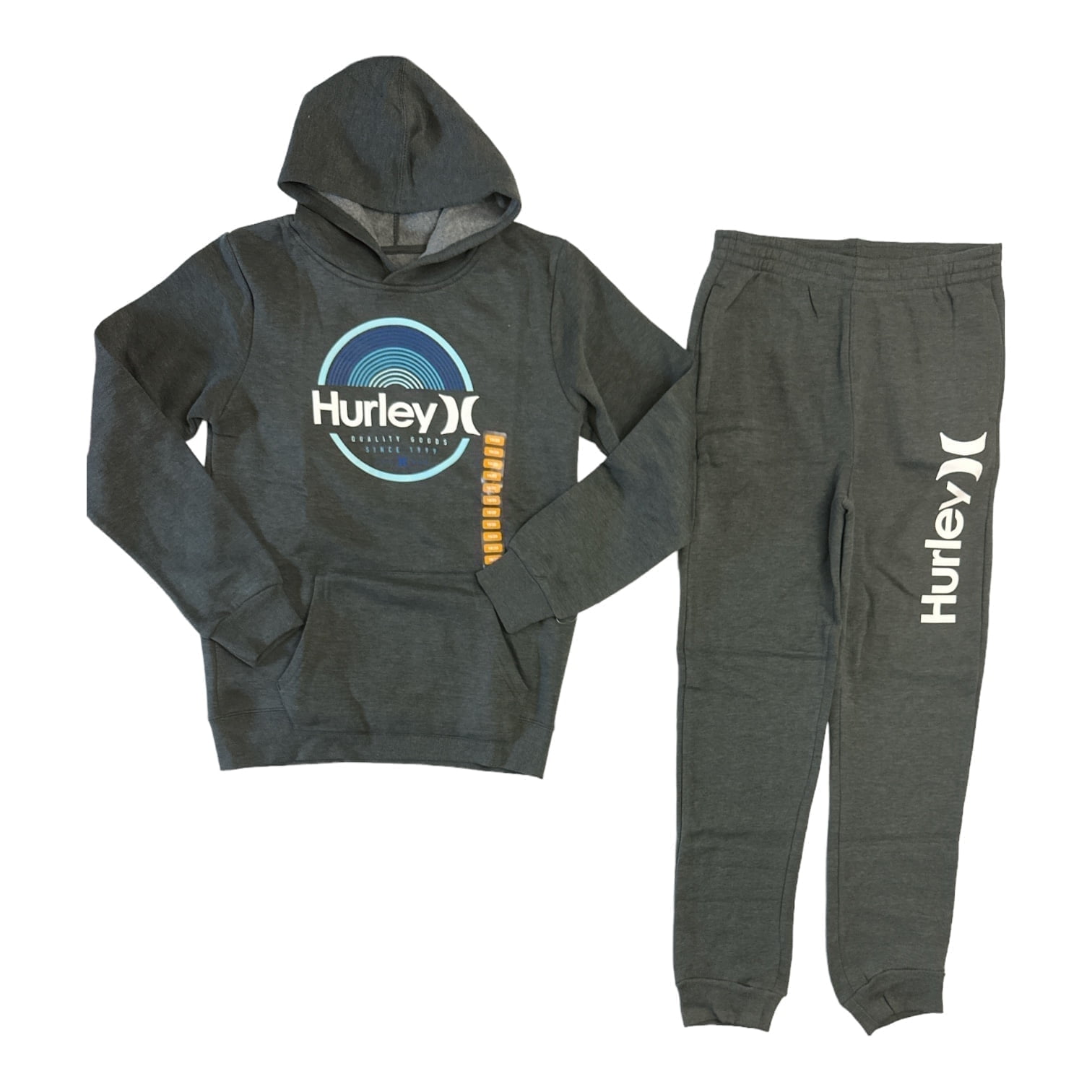 Hurley Boy's Graphic Print 2 Piece Hoodie & Jogger Pant Set (Charcoal ...