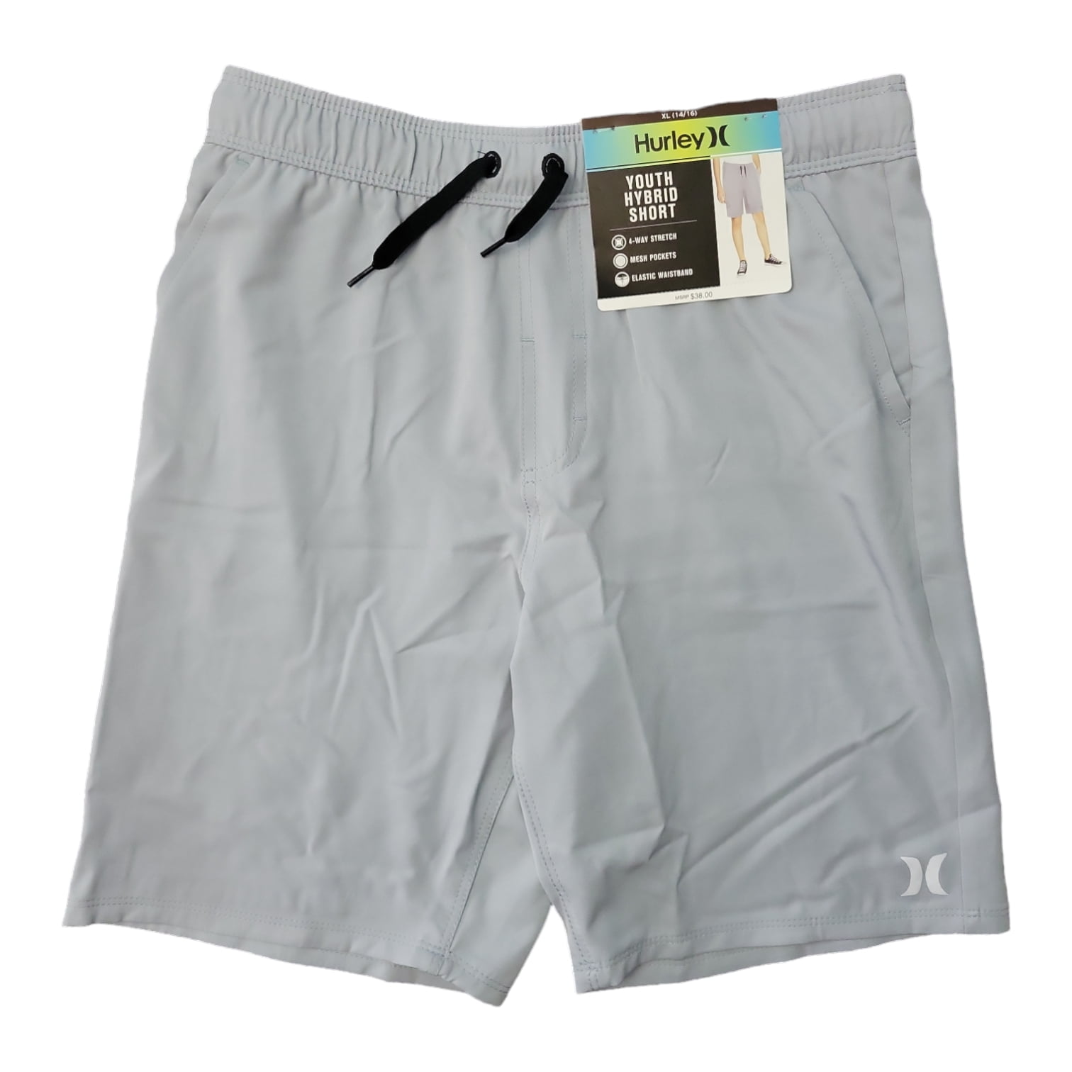 Hurley Boys Quick Dry Drawstring Shorts, 4-Way Stretch Fabric, Grey ...