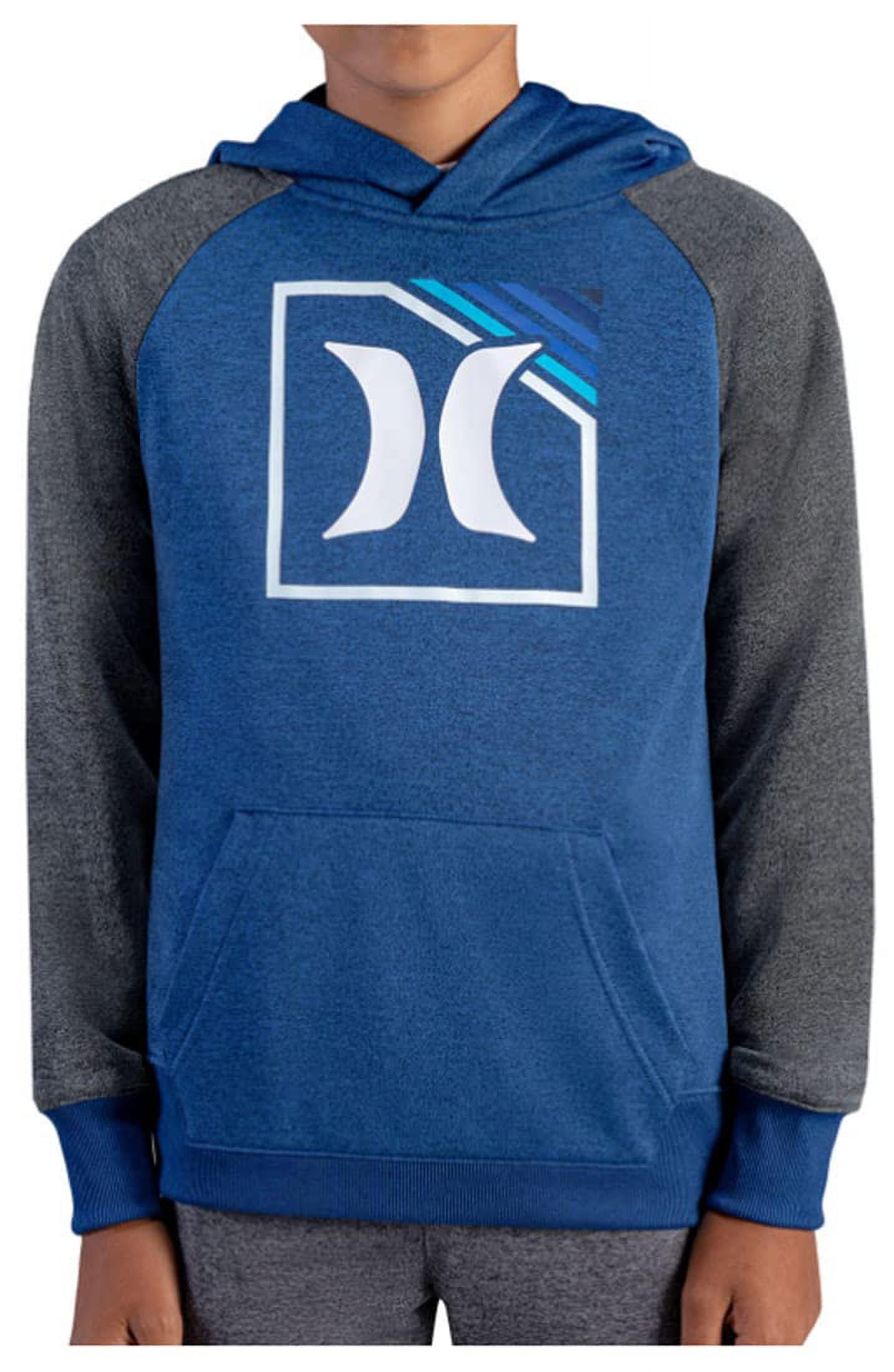 Hurley Boys' Solar Pullover Hoodie (Blue Heather/Dark Gray, Large ...