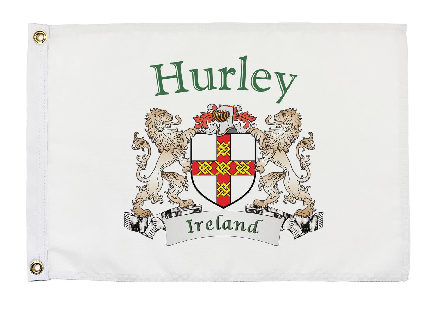 Hurley Irish Coat of Arms Small White Flag - 16"x10.5" inches - Walmart.com