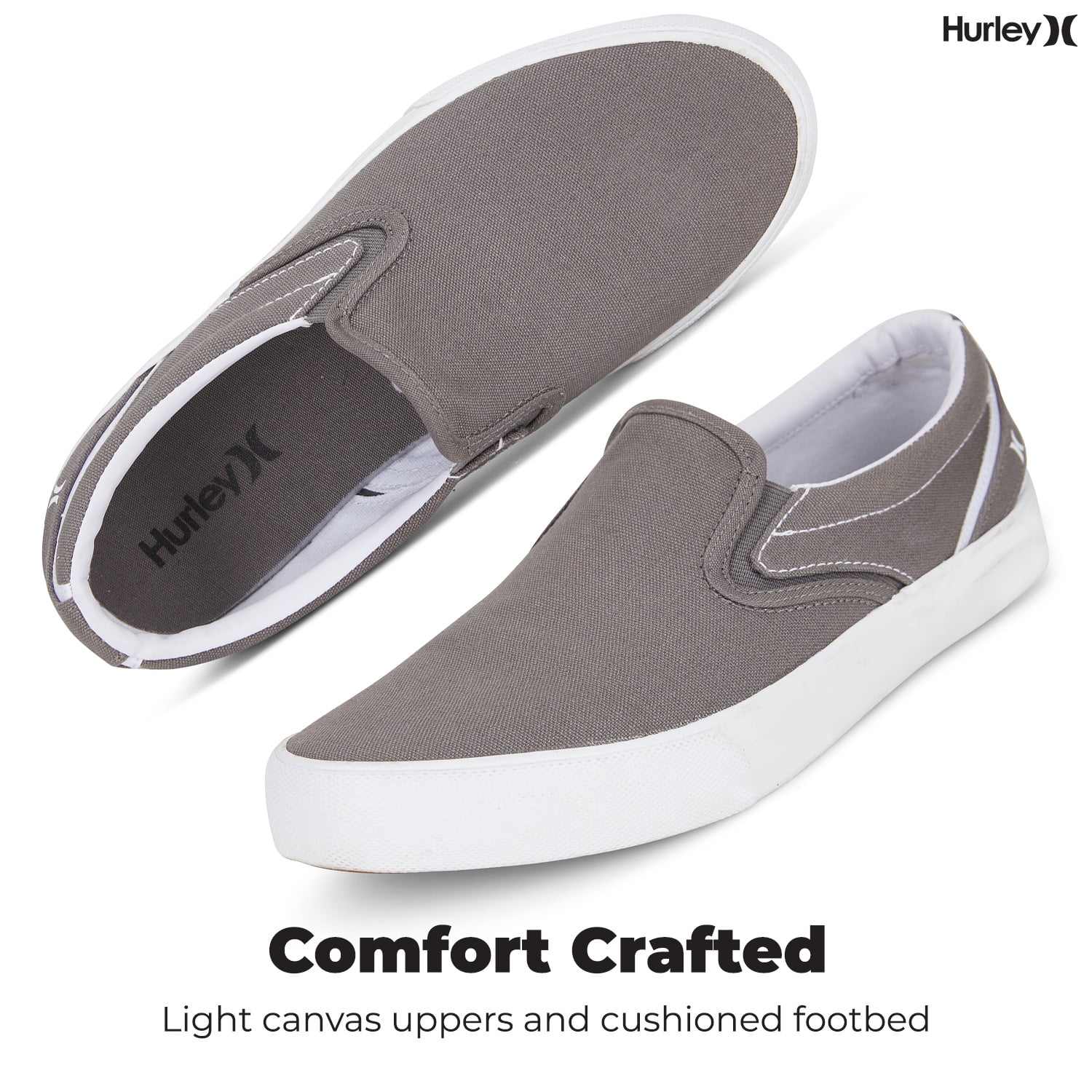 Hurley Men's Arlo Slip On Casual Slipon Sneakers Skate Shoe (Grey, 8 ...