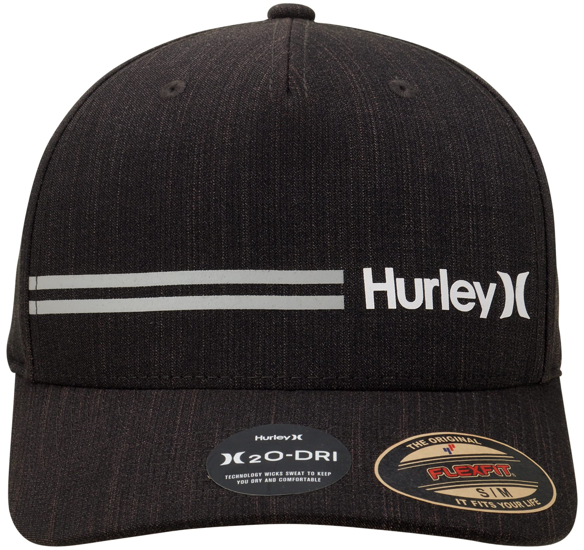 Hurley Men's Baseball Cap - H2O-DRI Line Up Curved Brim Fitted Hat ...