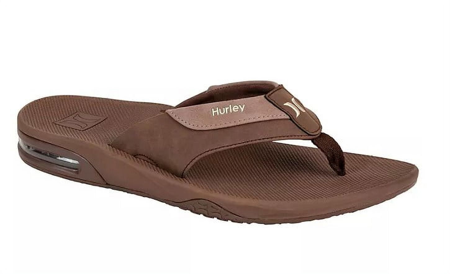 Hurley Men's Bubble Cushion Heel Surf Comfort Flip Flops (Medium Brown ...