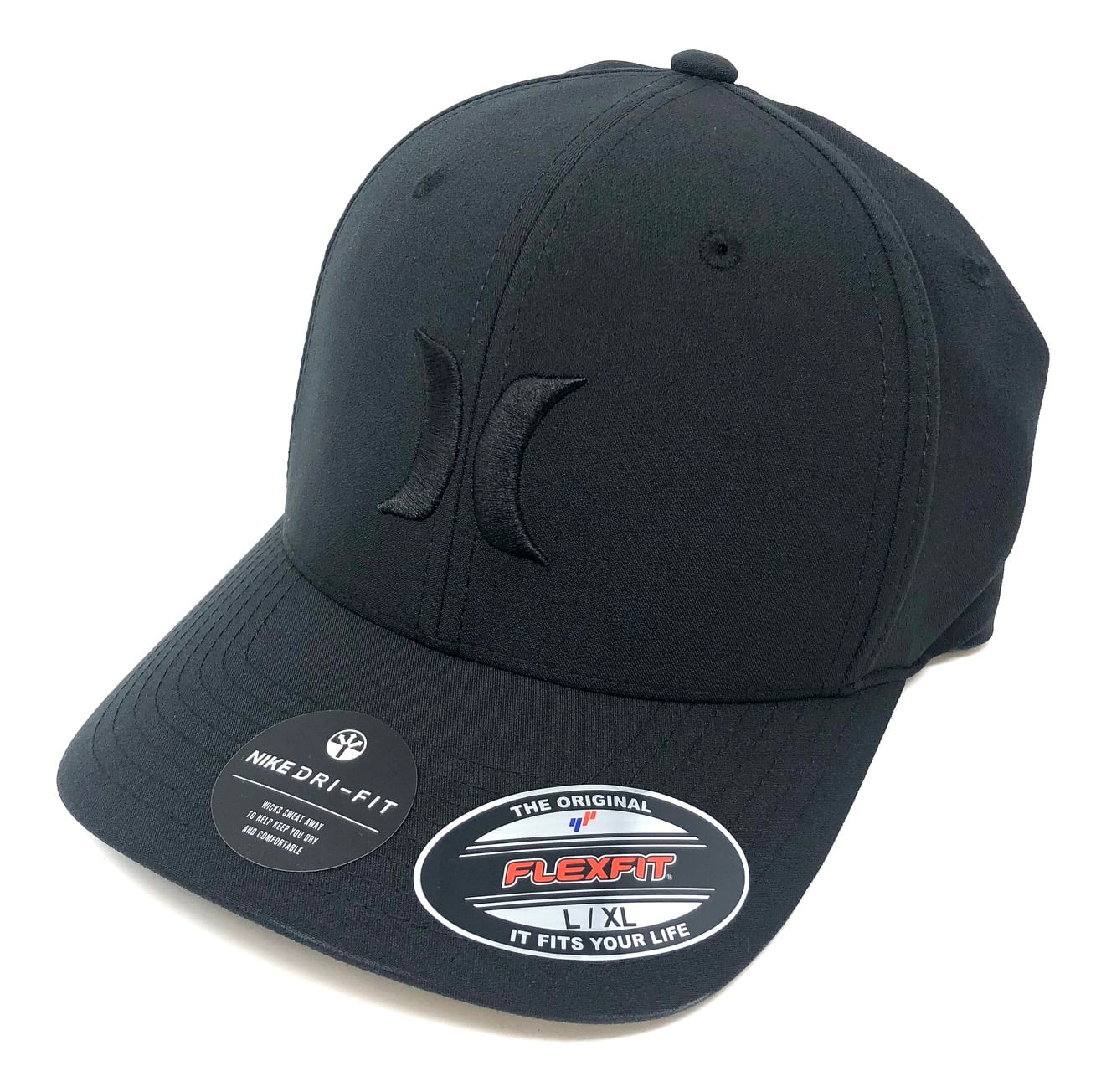 Hurley Men's Dri-FIT Cutback Flex Fit Hat Cap (Large/X-Large, Black ...