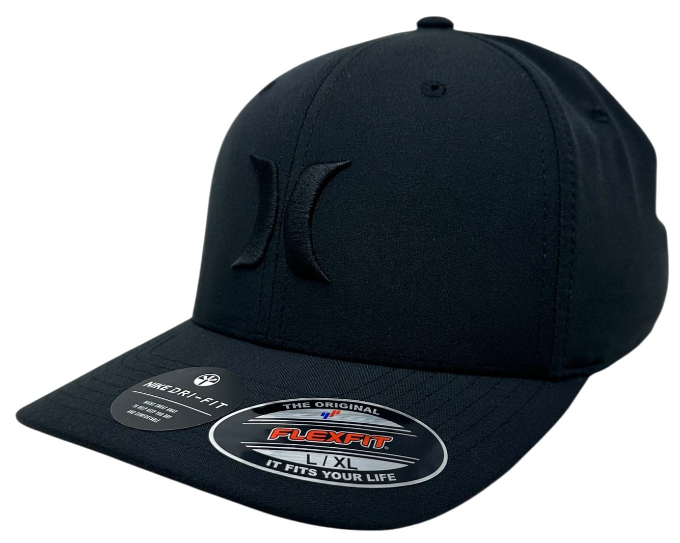Hurley Men's Dri-FIT Cutback Flex Fit Hat Cap (Small/Medium, Black ...