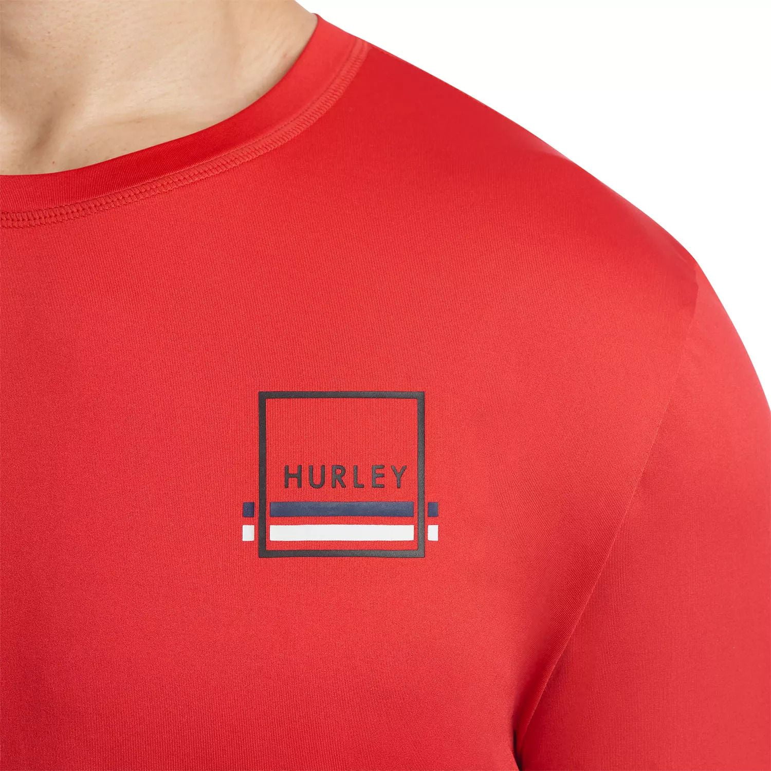 Hurley Men's Long Sleeve Moisture Wicking Graphic Rash Guard Shirt (Red ...