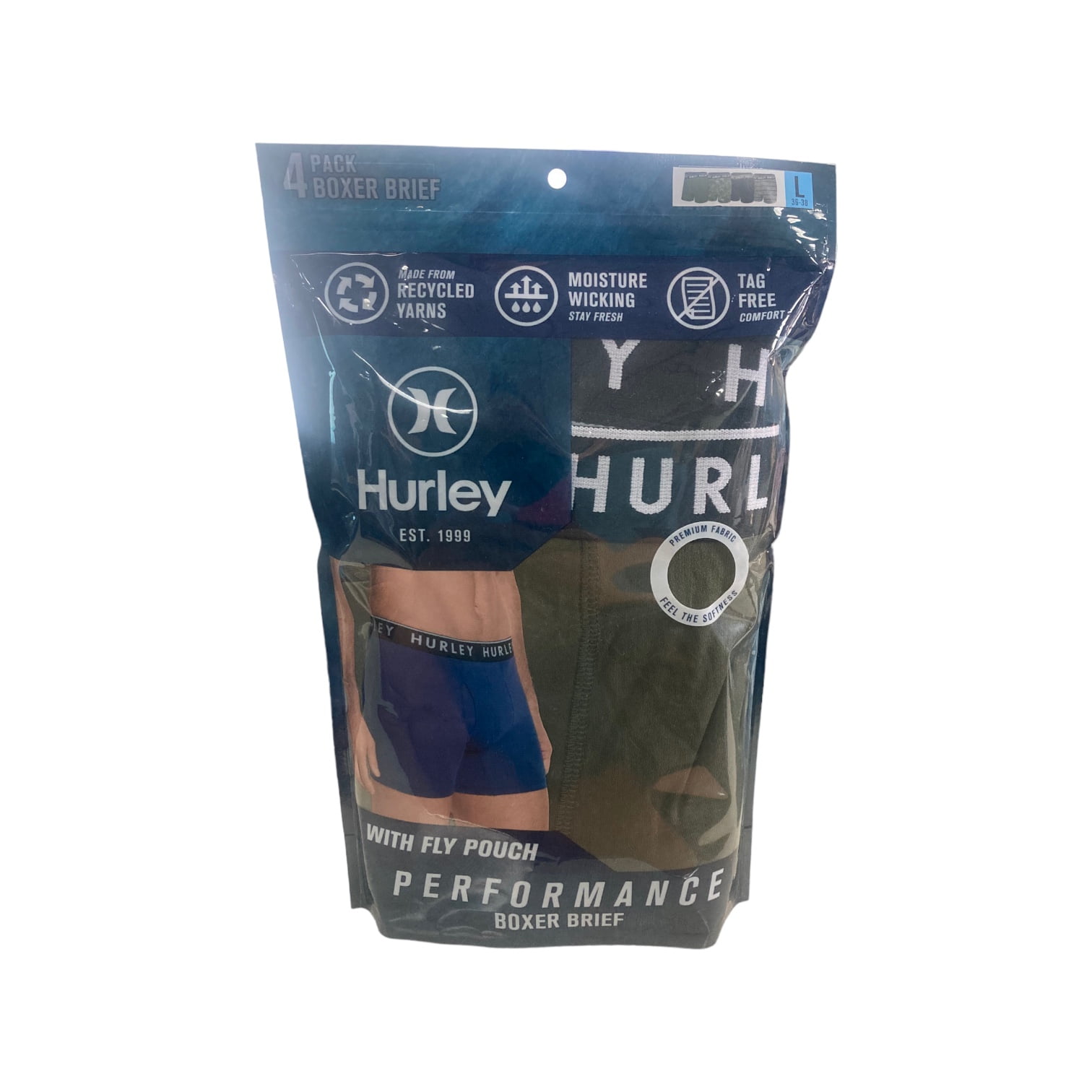 Hurley Mens Tag Free Moisture Wicking Fly Pouch Performance Boxer ...