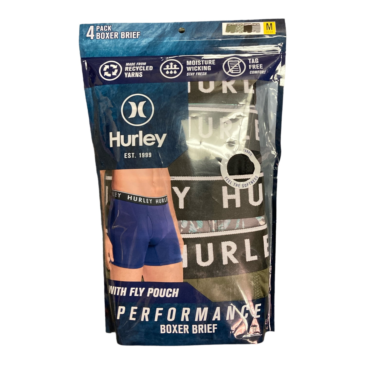 Hurley Men's Tag Free Moisture Wicking Fly Pouch Performance Boxer ...