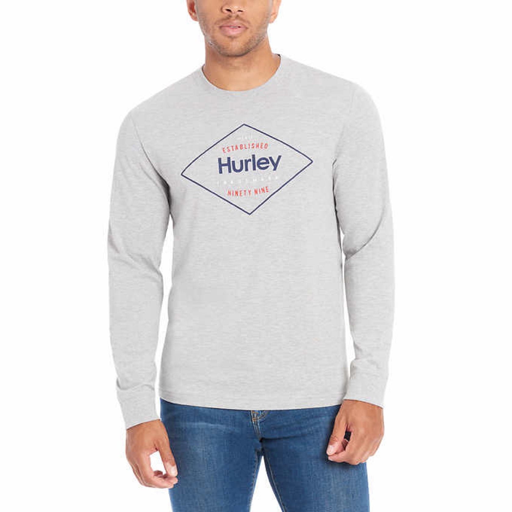 Hurley Mens Long Sleeve Graphic Tee T-Shirt (Gray, Medium) - Walmart.com