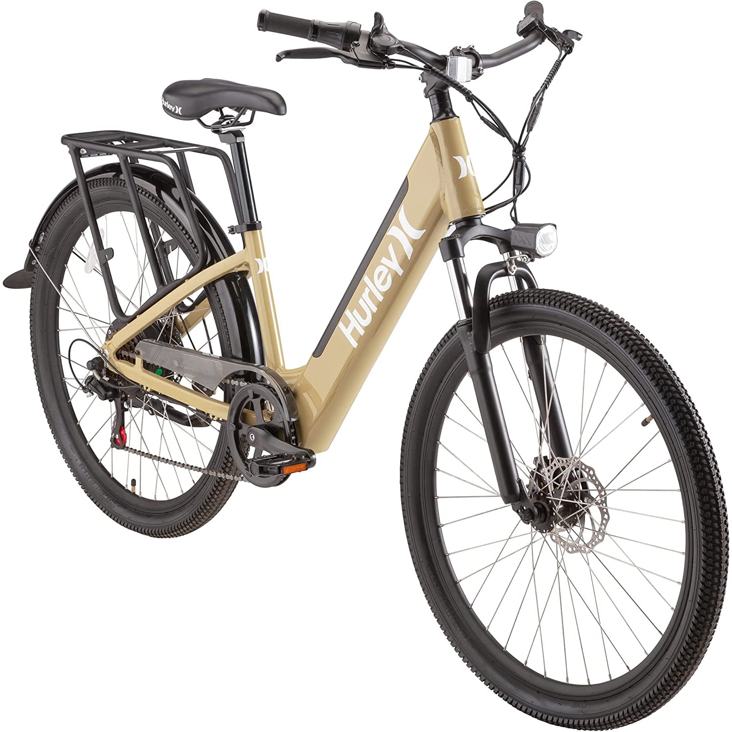 Hurley Pizza Bike 16" Electric Bike, 7-Speed, Rear Rack, Khaki (HE-20-KH-16) - Walmart.com