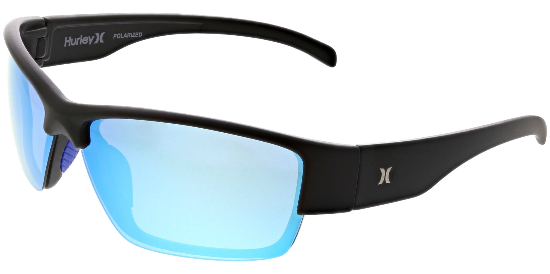 Hurley Polarized Men's Black-Blue Sport Wrap Sunglasses HSM1021OP-002 Sleek Performance ...