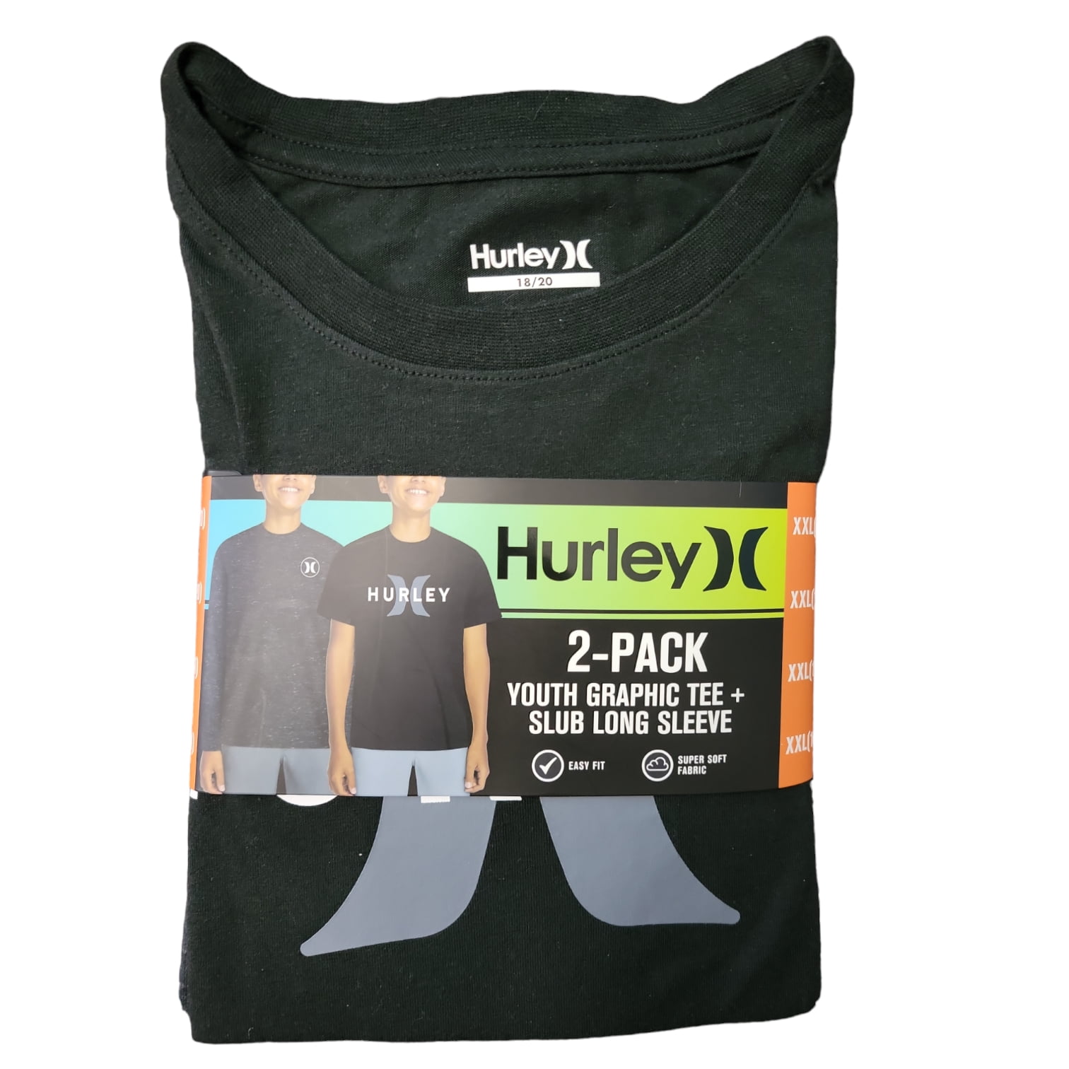 Hurley Soft & Breathable Crew Neck 2 Pack Boys Graphic Tee & Slub Long ...