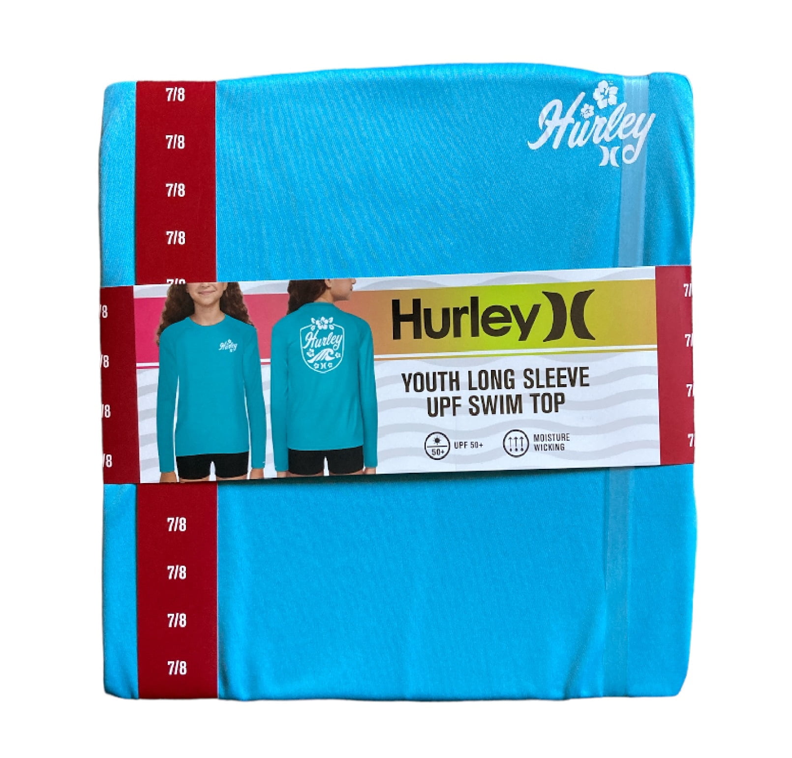 Hurley Youth Girl's Long Sleeve UPF 50+ Moisture Wicking Swim Top (Blue ...