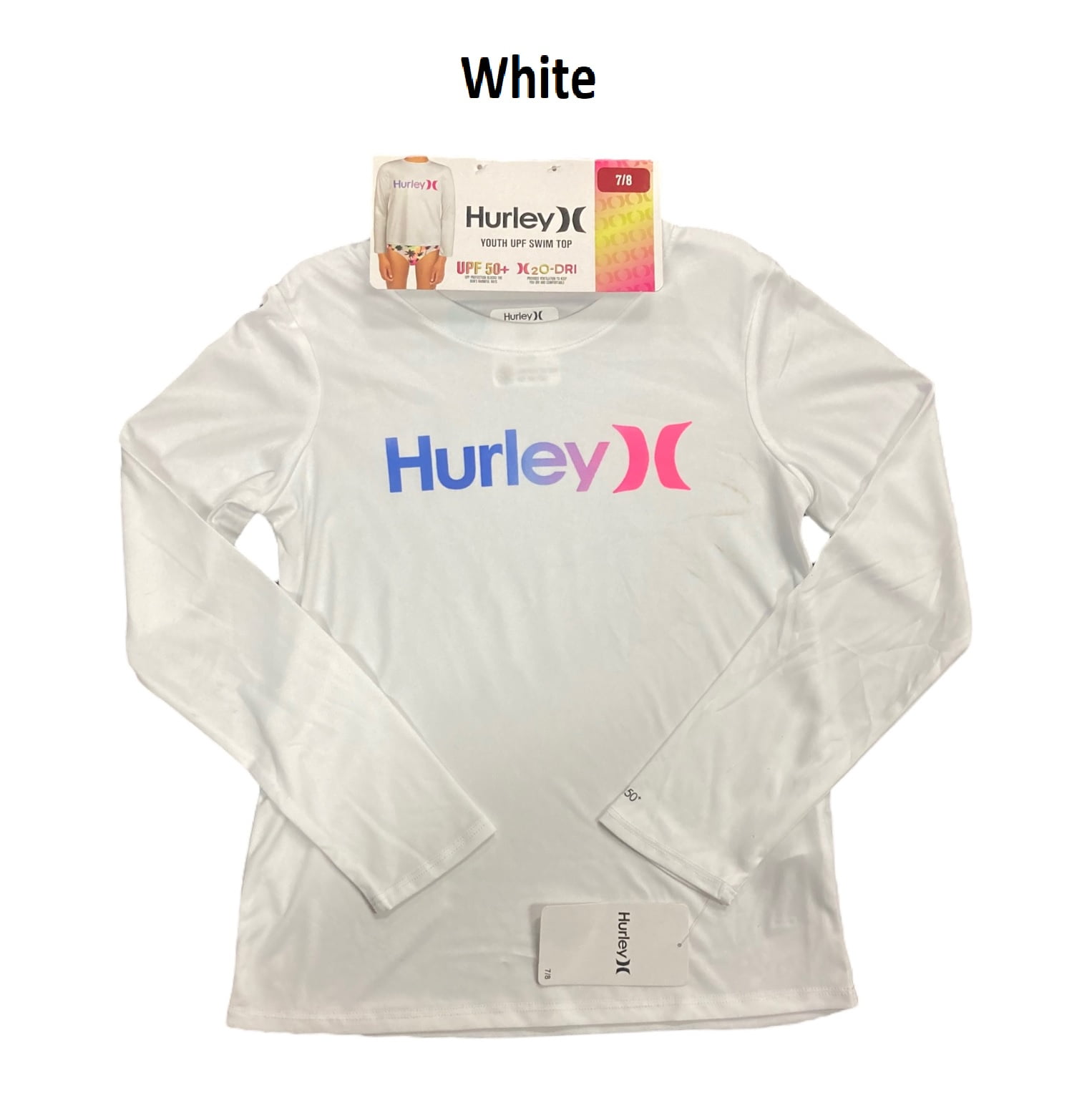 Hurley Youth Girl's UPF 50+ H2O Dri Fit Long Sleeve Rash Guard Swim Top ...