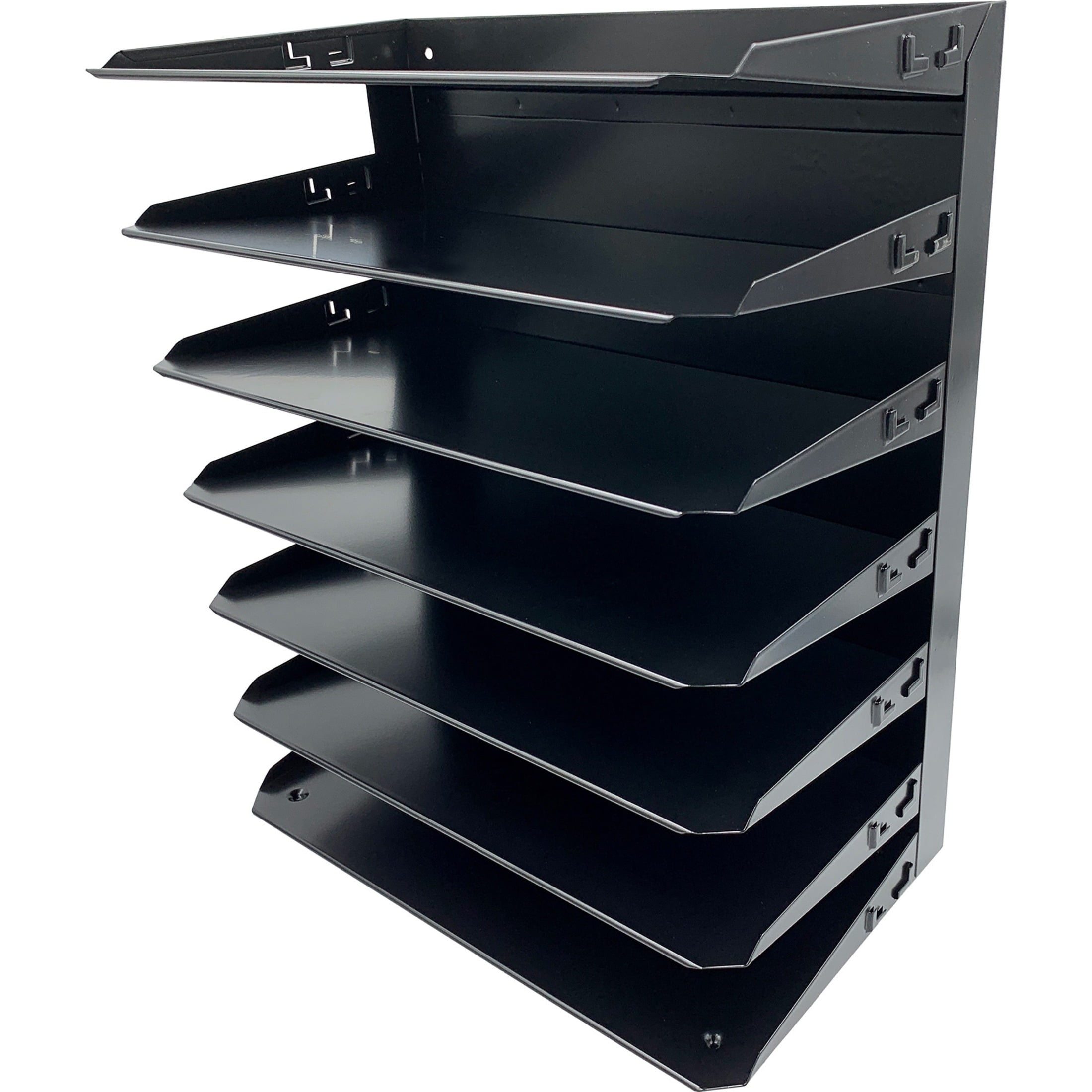 Huron Desktop Horizontal 7-Slot Legal File Organizer, Black Steel ...