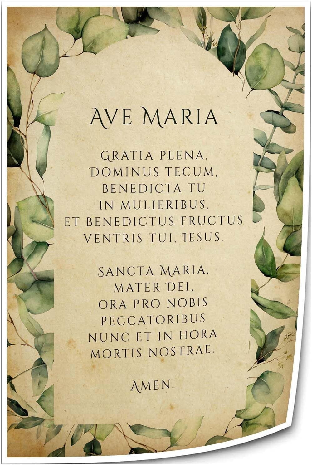 Huroverf Hail Mary Prayer Wall-Art Spanish Prints Virgin Mary Prayer ...