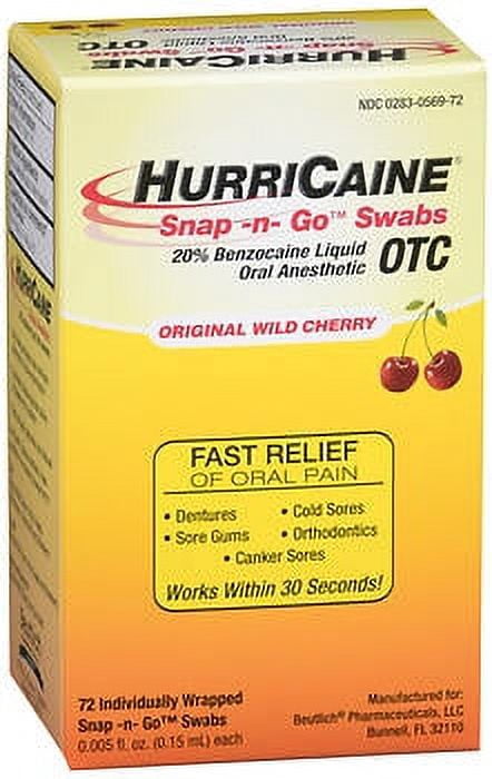 HurriCaine Snap-N-Go Swabs Original Wild Cherry - 72 ct - Walmart.com