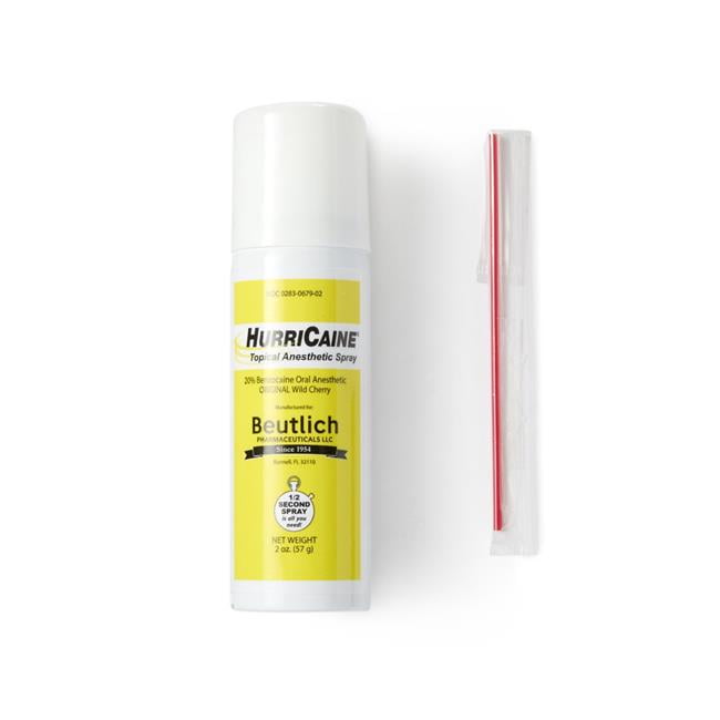 HurriCaine Wild Cherry Topical Benzocaine 20% Oral Anesthetic Spray, 2 ...