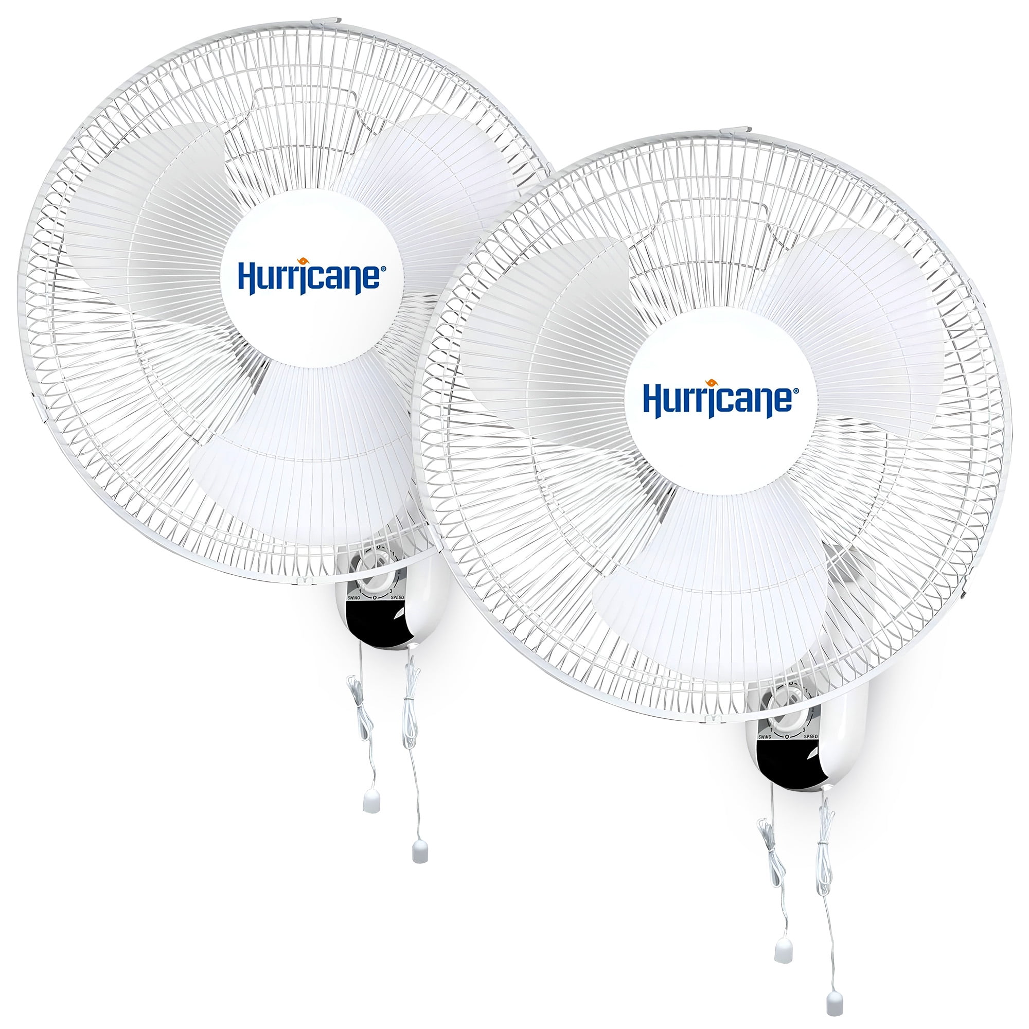 Hurricane Classic 16 Inch Wall Mounted Oscillating Fan, 3 Speed, Metal ...