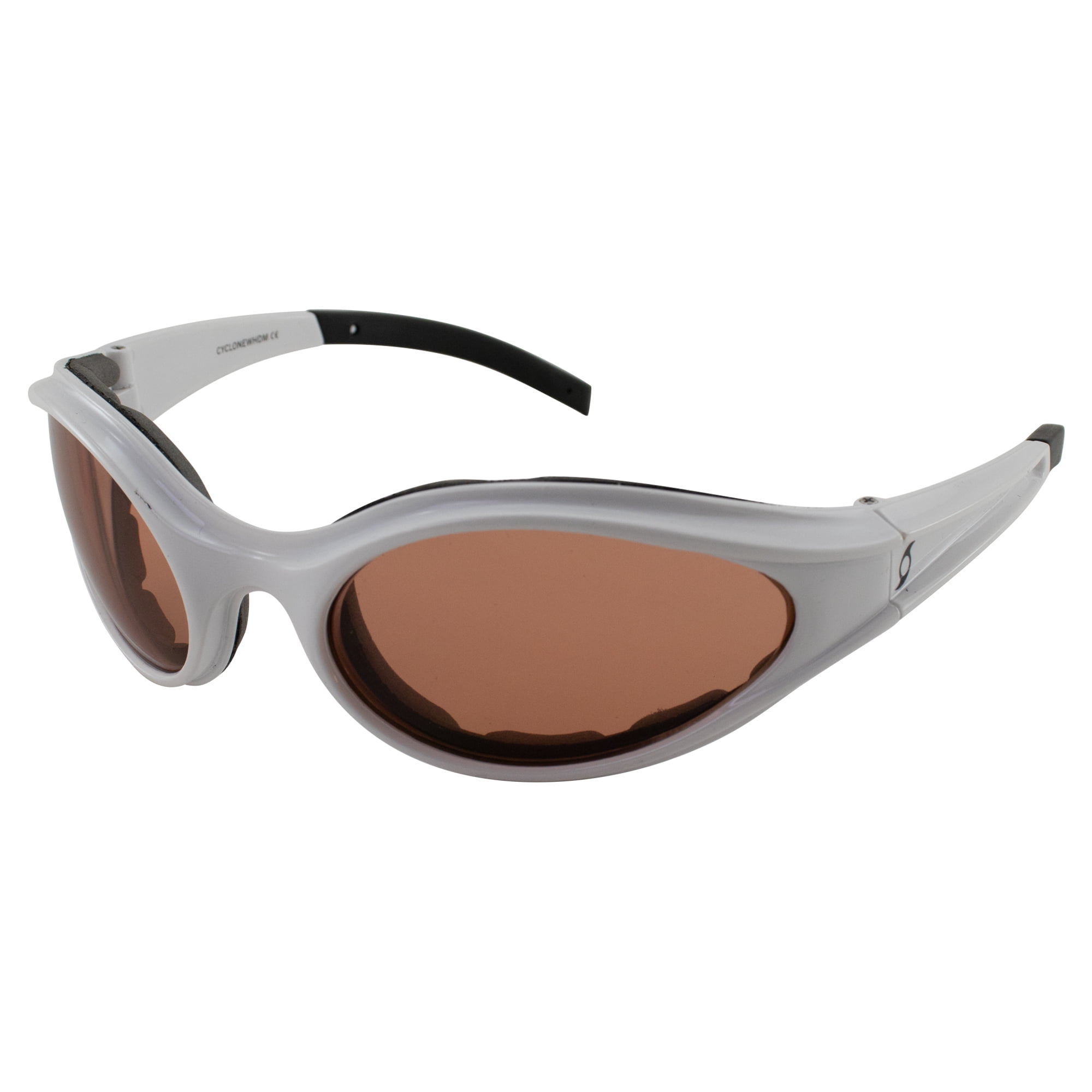 Hurricane Cyclone Sport Vented Foam Padded Riding Goggles White With Driving Mirror Lens