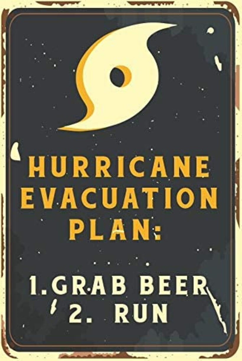 Hurricane Evacuation Plan: 1. Grab Beer 2. Run Vintage Retro Man Cave ...