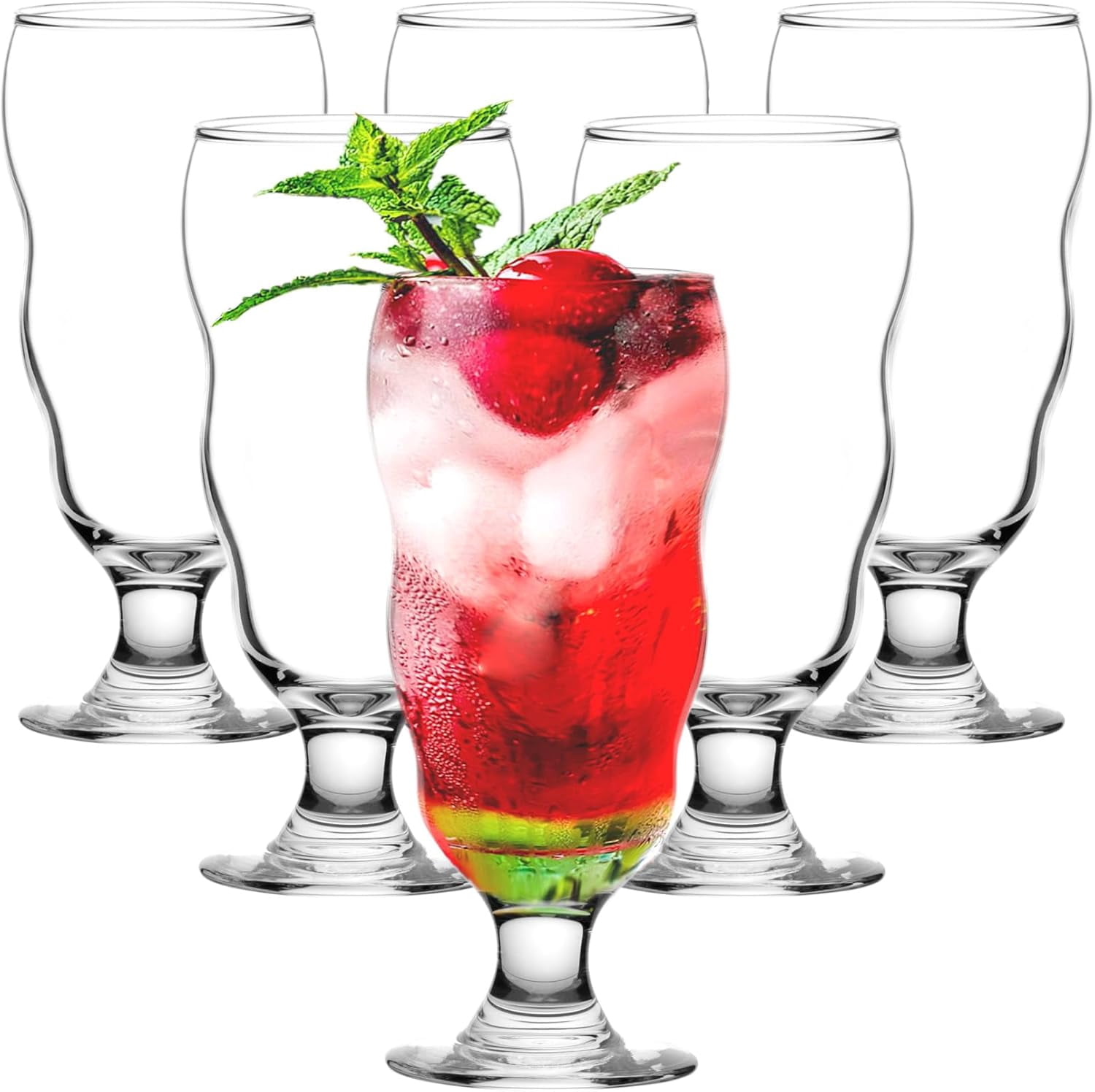Hurricane Glasses Set of 6-16 oz Tall Cocktail Glass - Large Pina ...