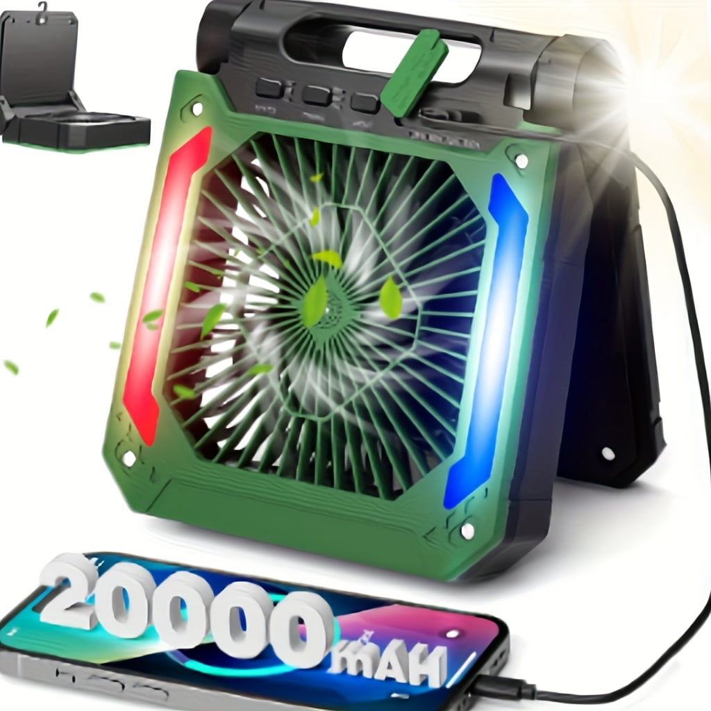 Hurricane Survival Solar Fan 16H Runtime - 15W Fast Solar Charging, LED ...