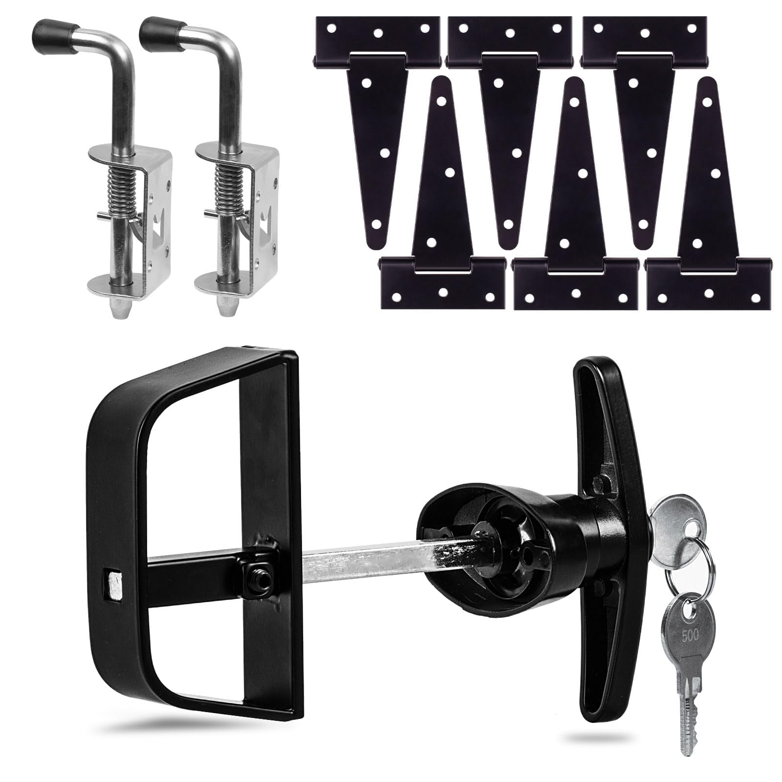 Hurrikom Shed Door Hardware Kit - Complete Gate Set with Hinges, Latch, Lock & Handle for Your ...