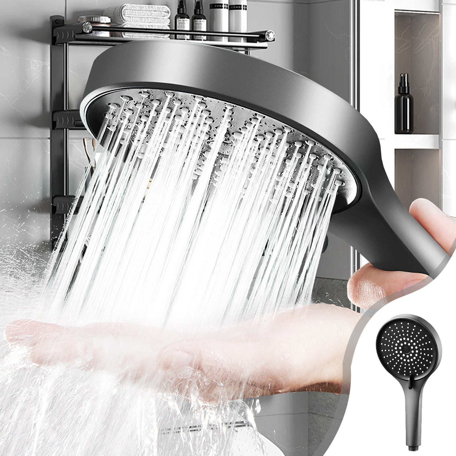 Hurry, 5-Mode High-Pressure Shower Head, Adjustable Spray Nozzle for ...