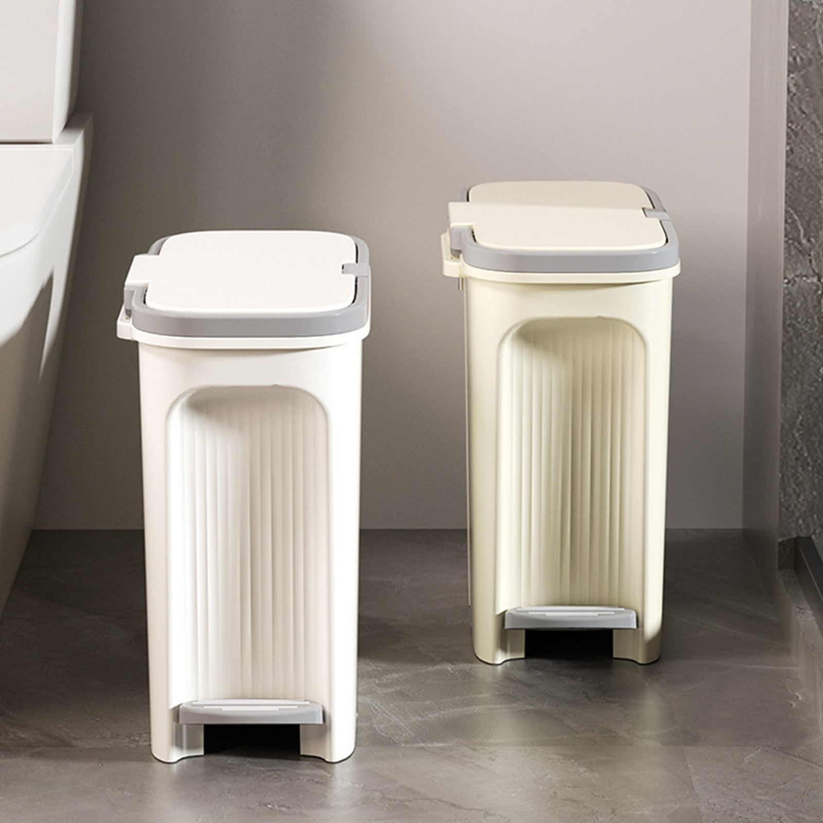 Hurry, Press-Top Flip-Lid Trash Can, Space-Saving Garbage Bin for ...