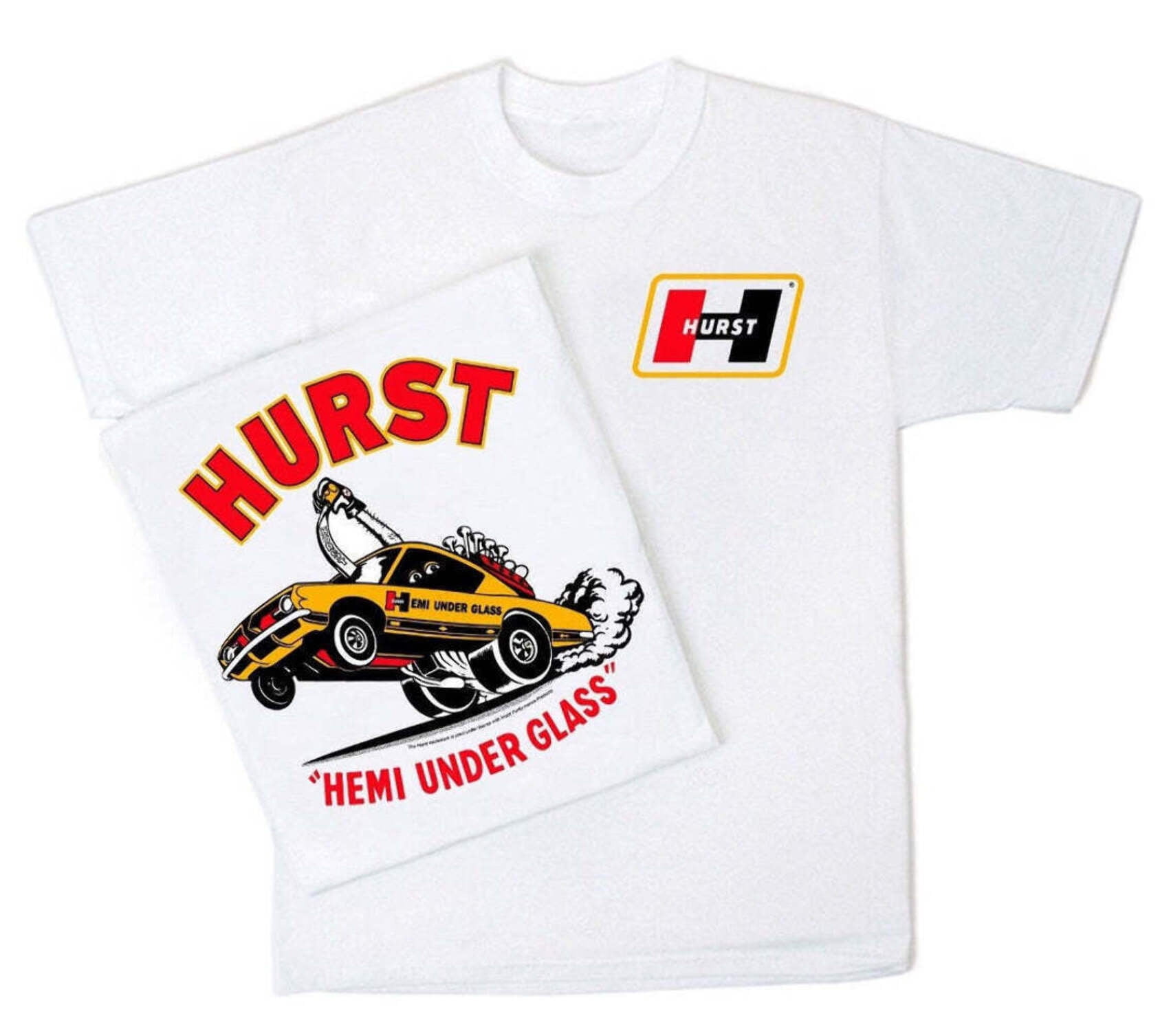 Hurst Hemi Under Glass Wheelstander Mens T shirt Drag Racing Hot Rods ...