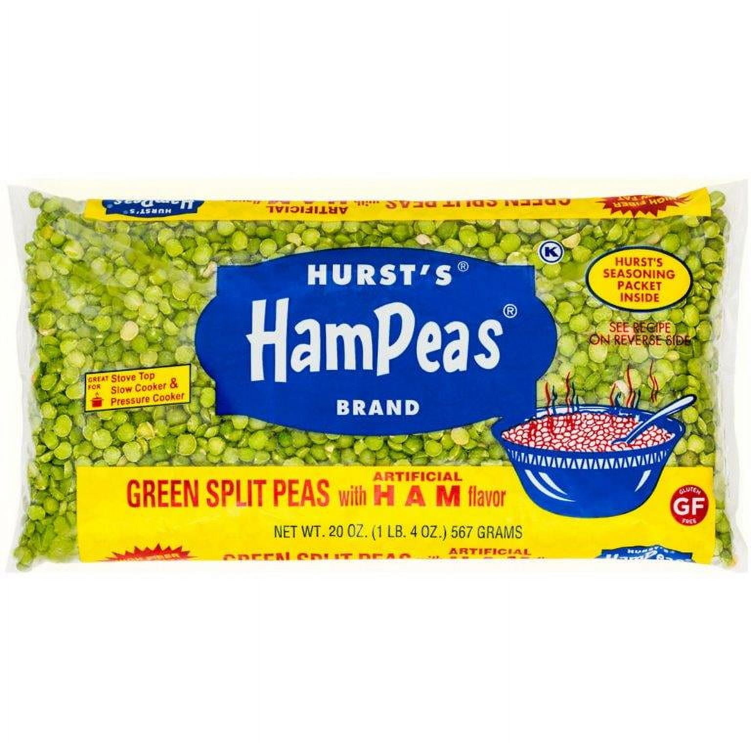 Hurst's Green Split Peas with Ham Flavor, Salt Seasoning, 20 oz Pack ...