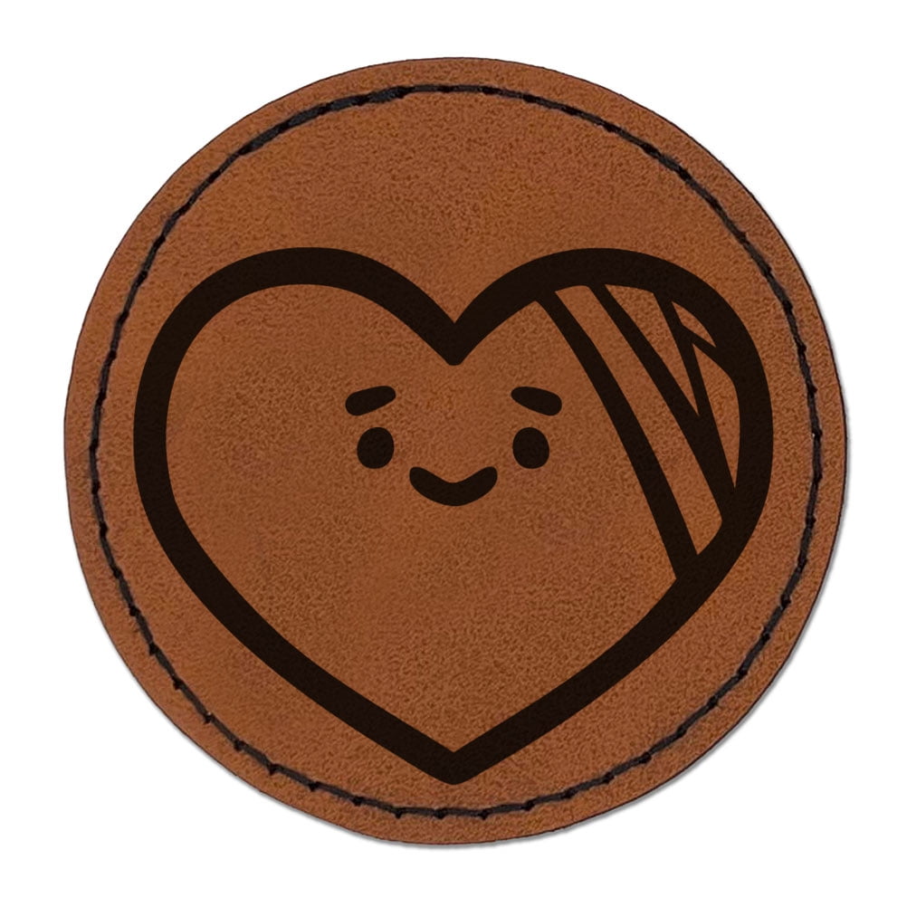 Hurt Heart Bandage Recover Relationship Round Iron-On Engraved Faux ...