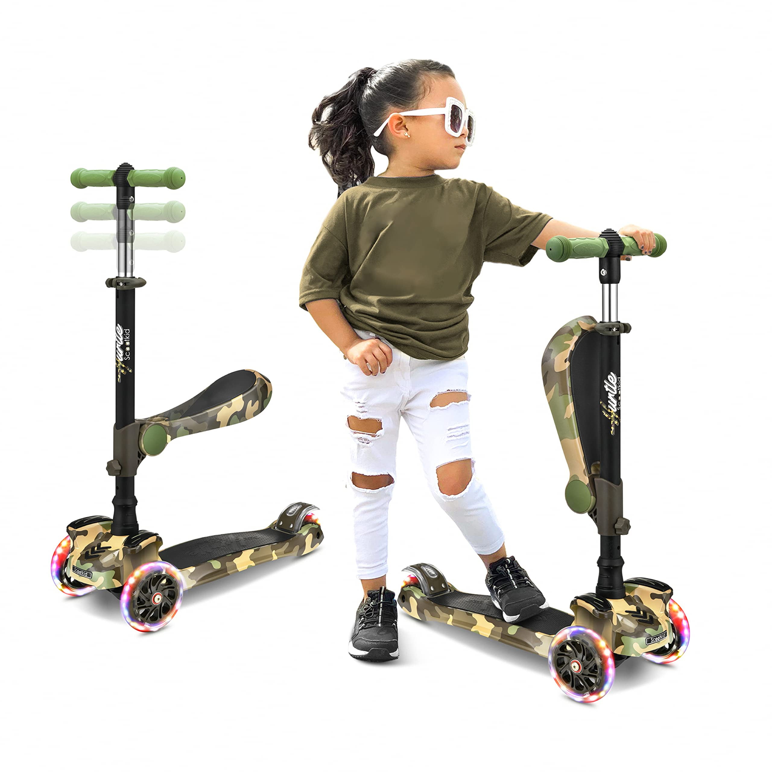 Hurtle 9 Wheeled Scooter for Kids - Stand & Cruise Child/Toddlers Toy ...