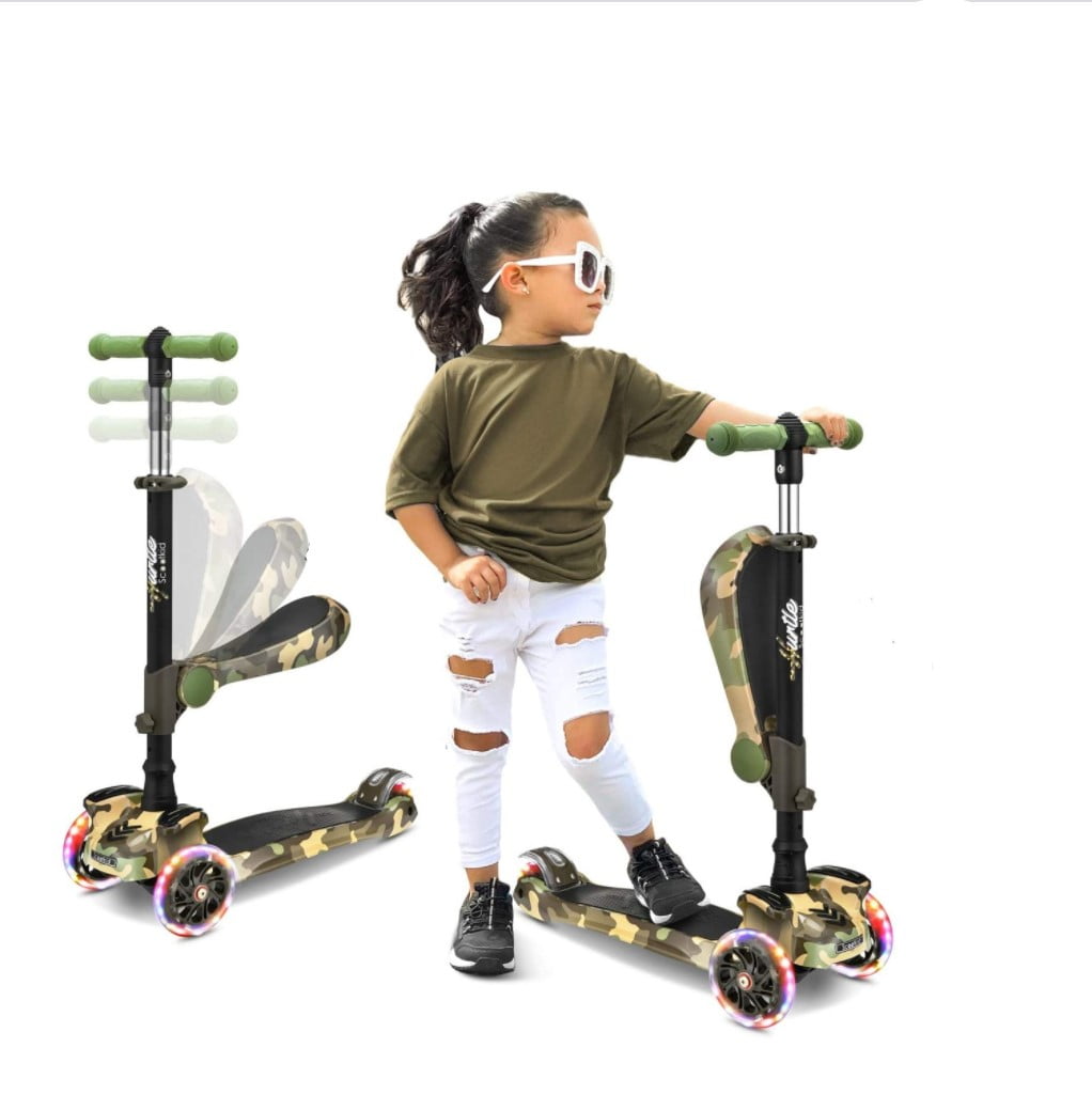 Hurtle ScootKid 3 Wheel Toddler Toy Scooter with LED Wheel Lights (4 ...
